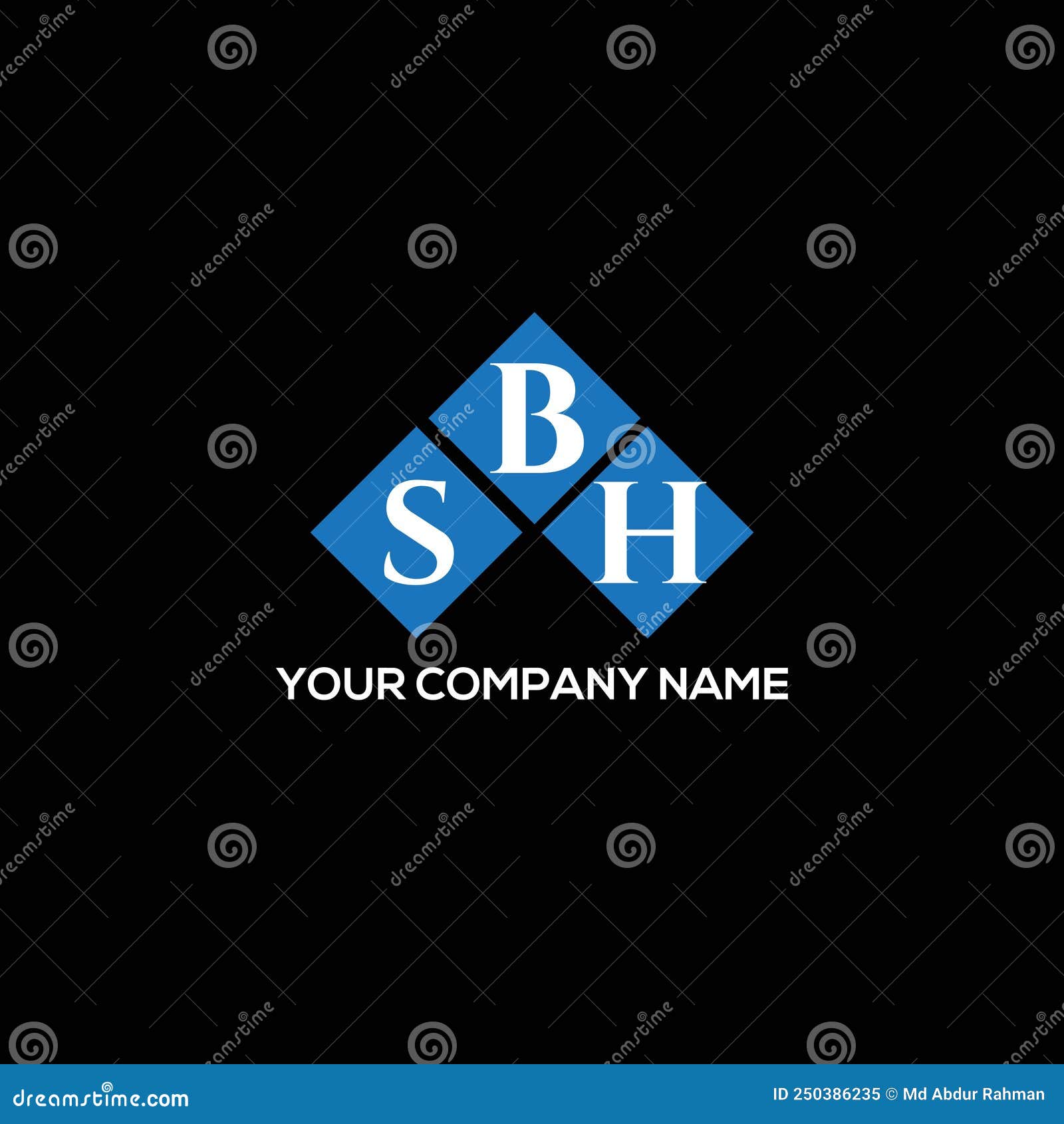 SBH Letter Logo Design on BLACK Background. SBH Creative Initials ...