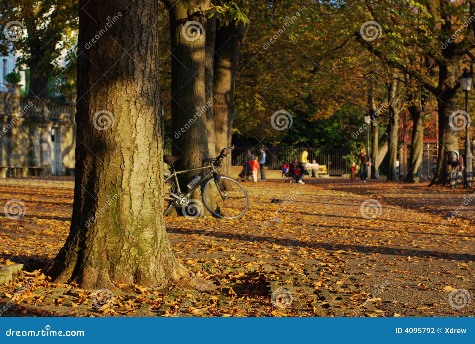Scène d'automne en ville photo stock. Image du herbe, arbres - 4095792