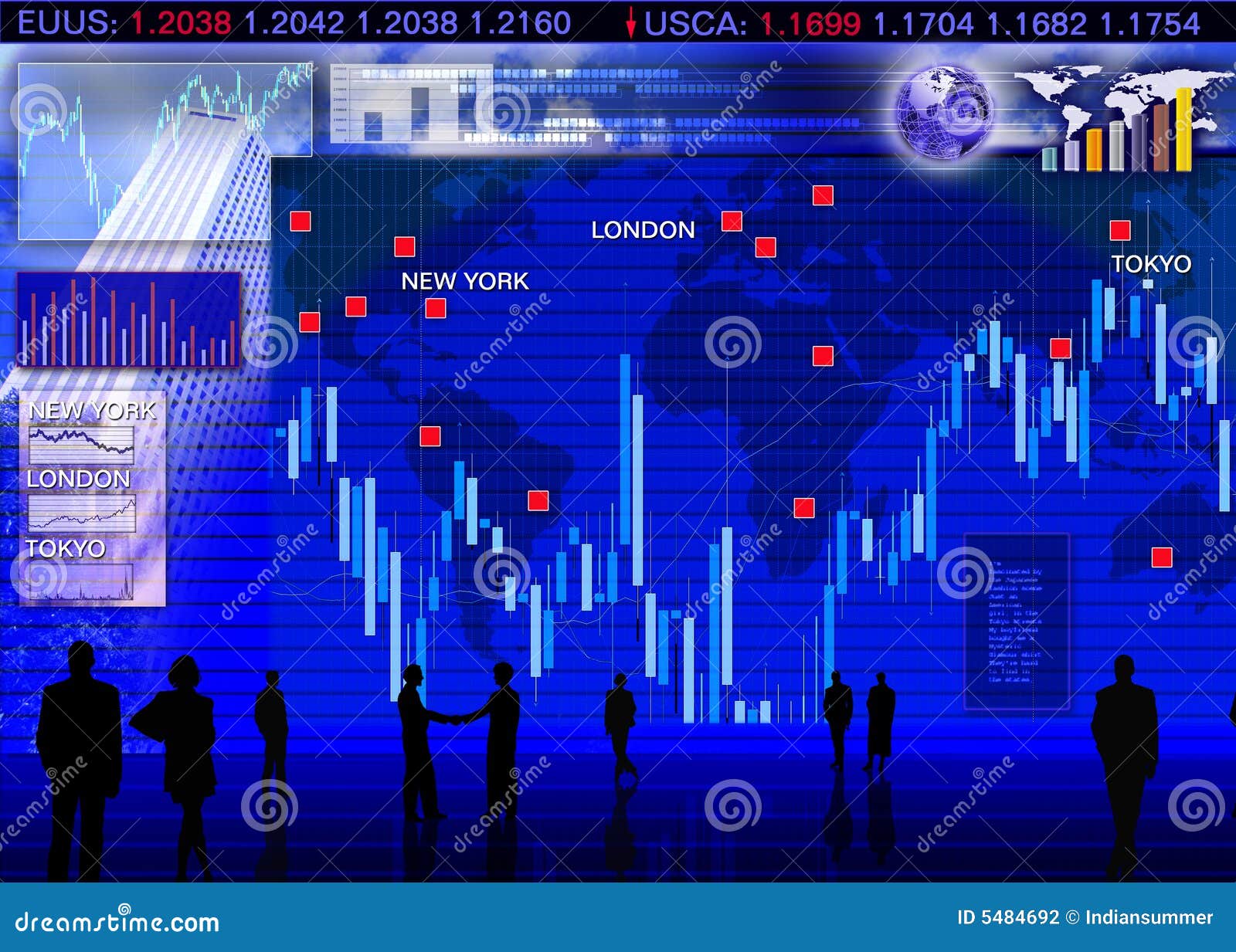 Scène De Marché De Changes De Devise étrangère Illustration Stock ...