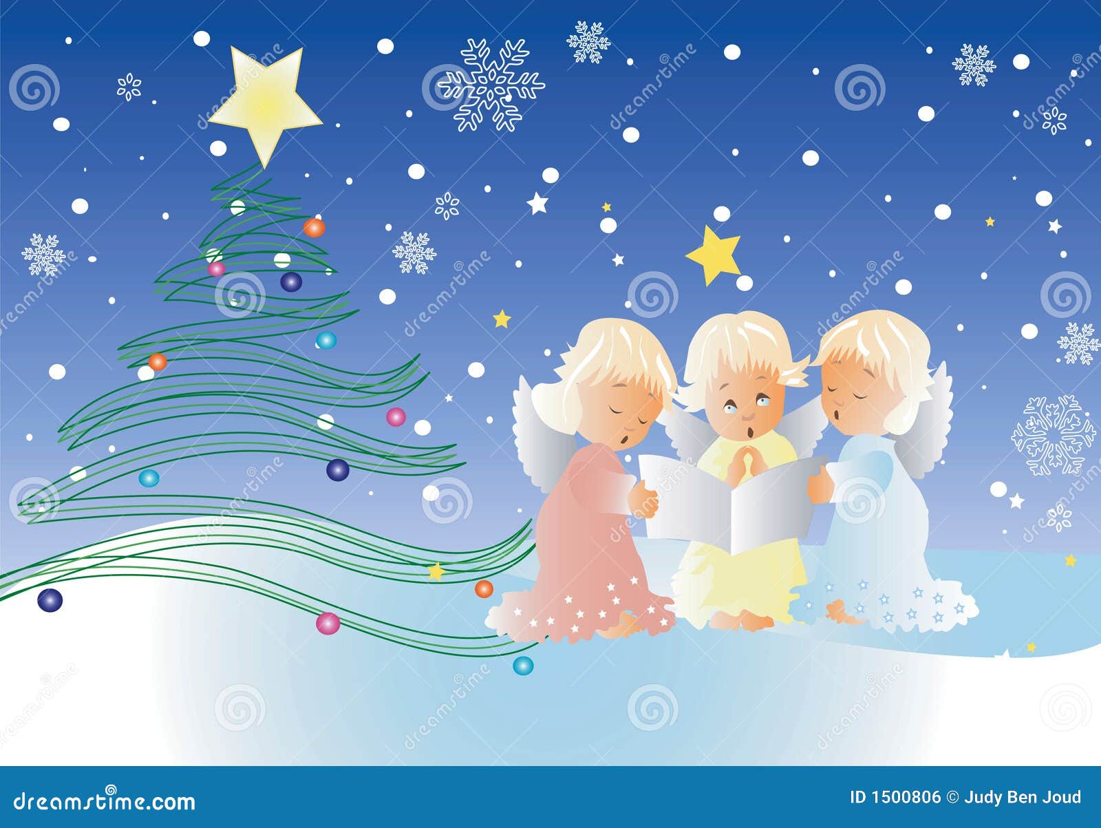 Scène De Noël Avec Des Anges De Chant Illustration de Vecteur ...