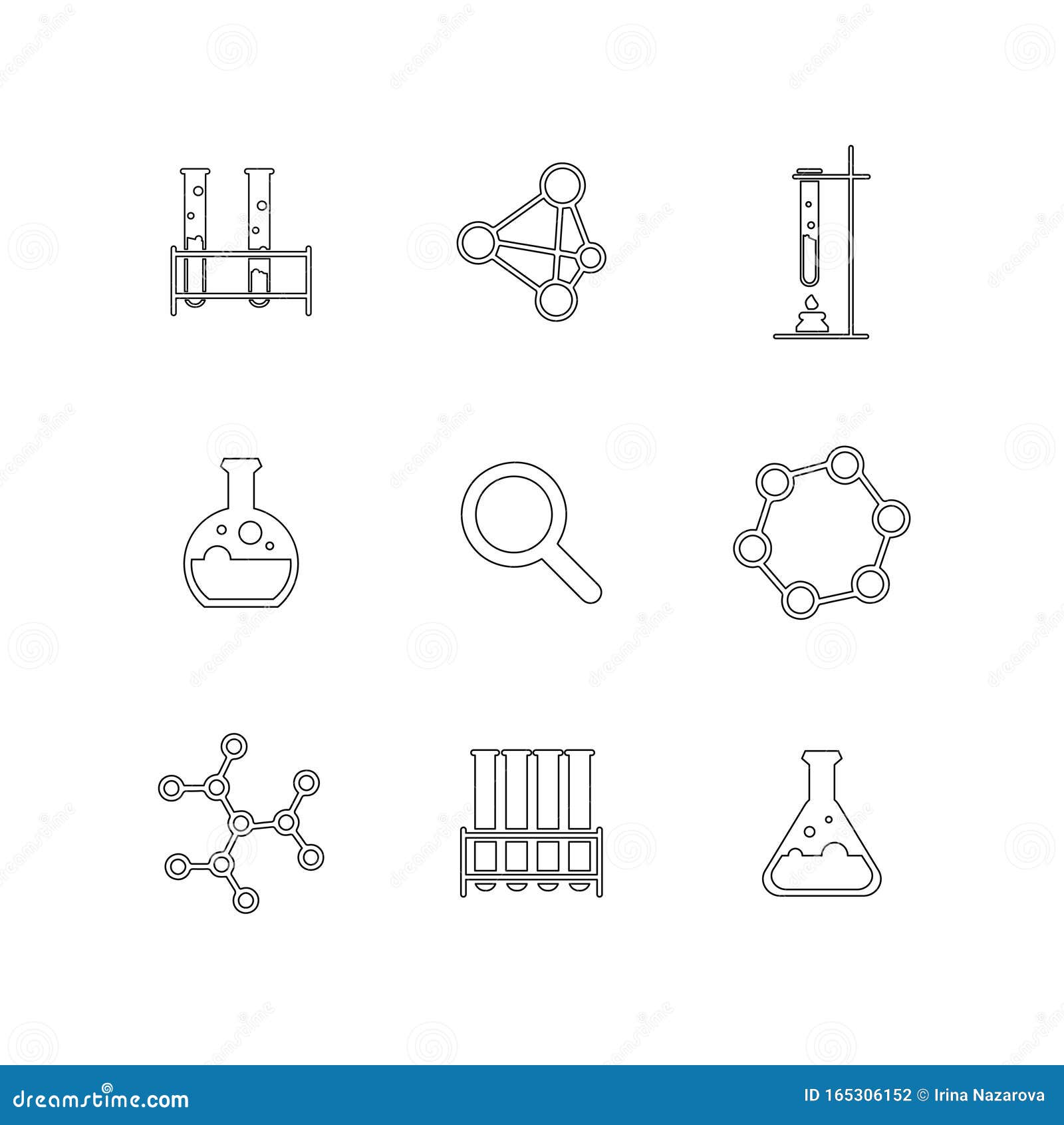 Chemistry Icons Pack for Design. Linear Style.Collection Modern ...