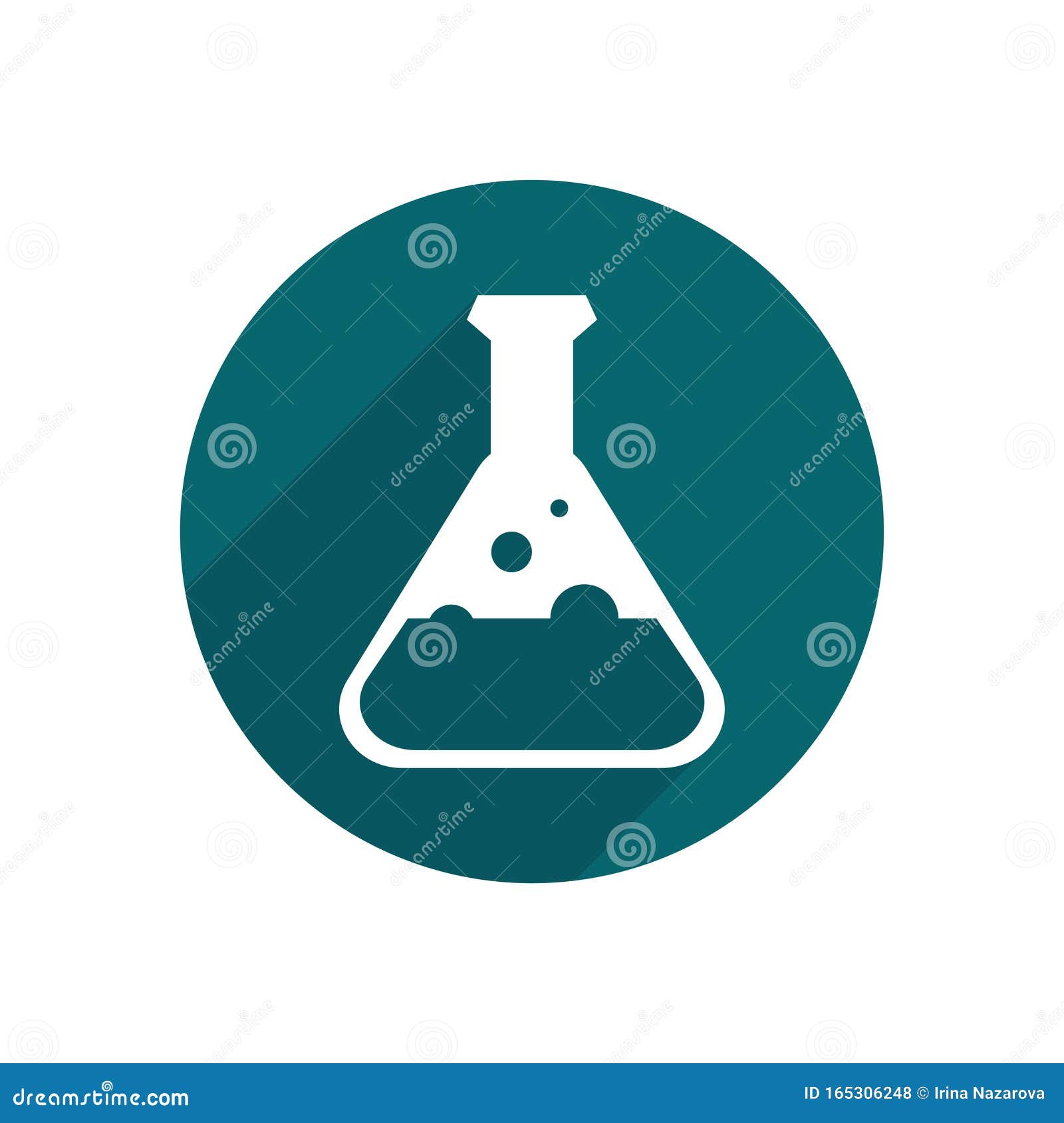 Science and Chemistry Circle Icon Flat with Long Shadow. White Isolated ...