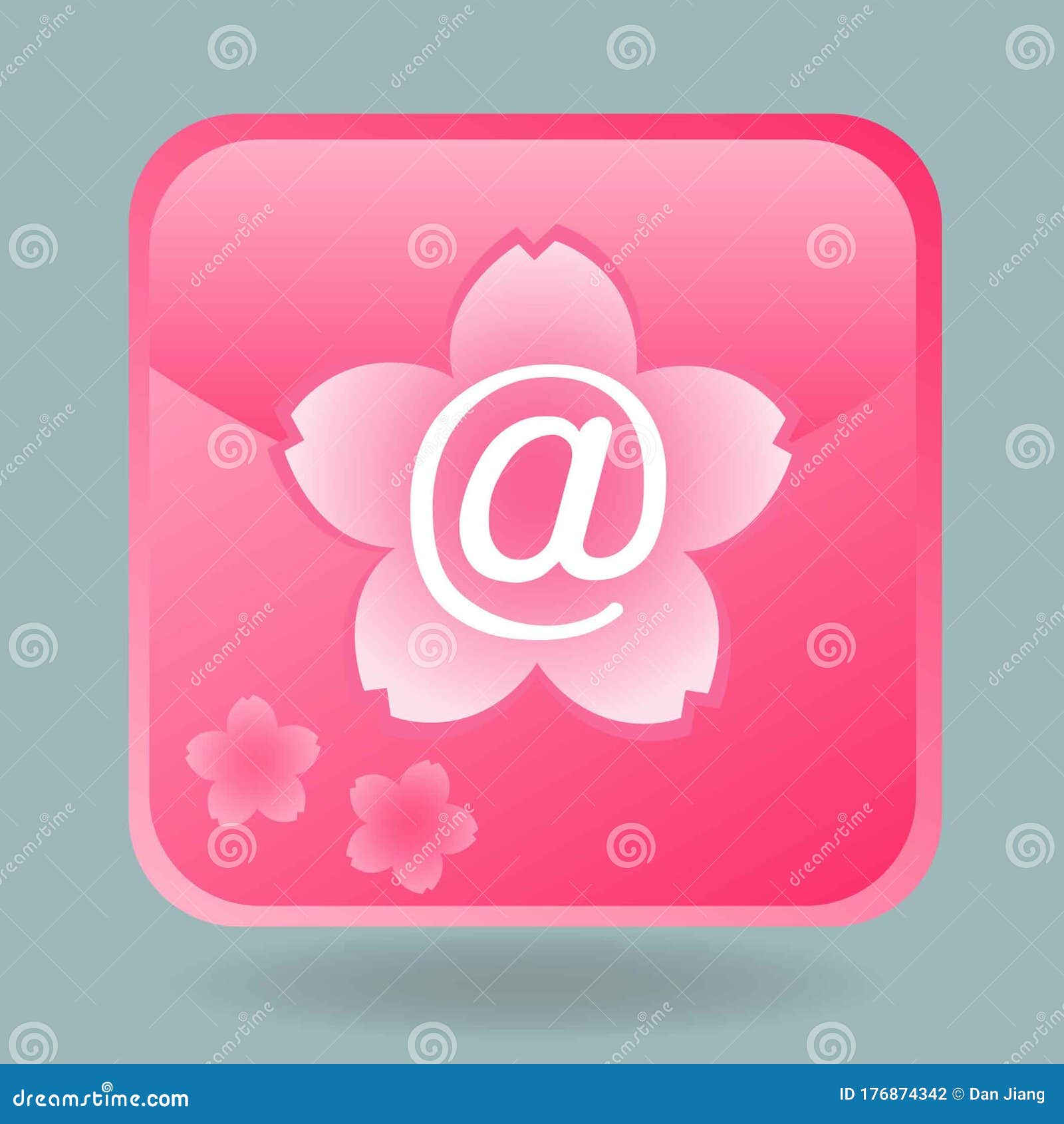 Japanese Style with Sakura Decorated Mail Vector Icon in Blue ...