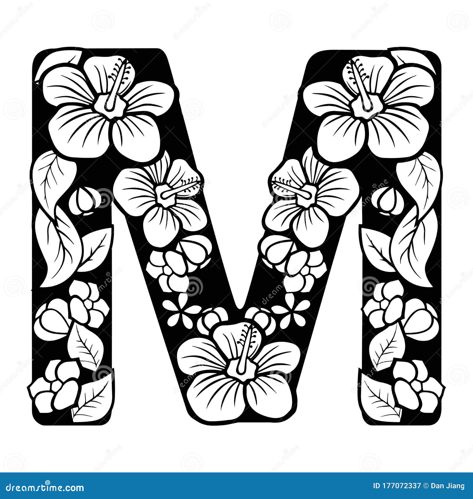 Hollow Flowers English Letters, Wedding Fonts.English Alphabet. Vector ...