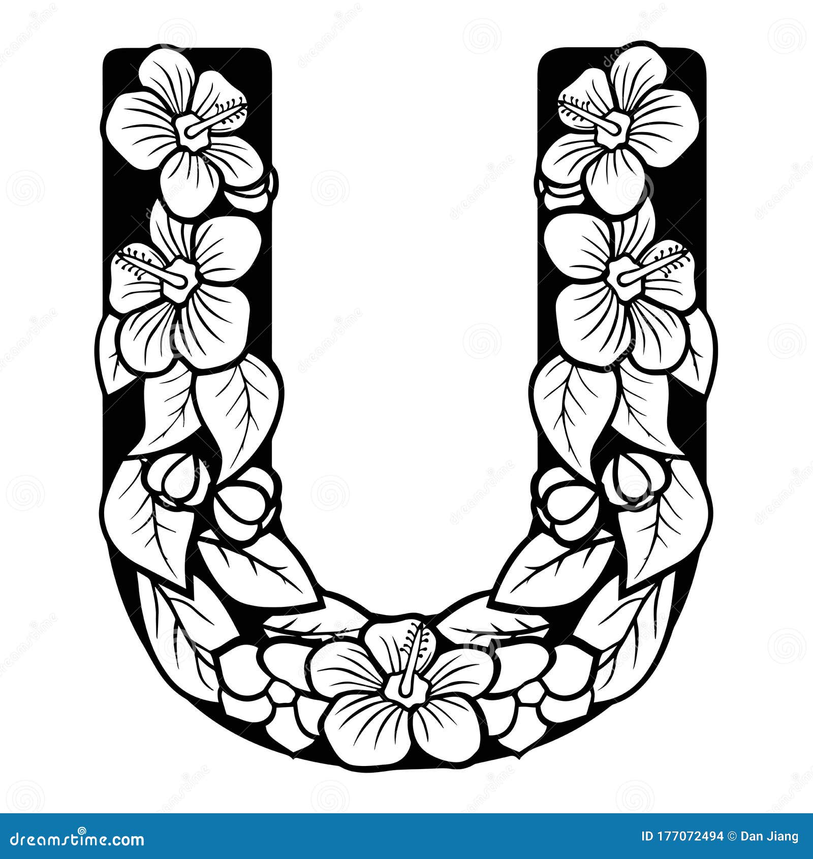 Hollow Flowers English Letters, Wedding Fonts.English Alphabet. Vector ...