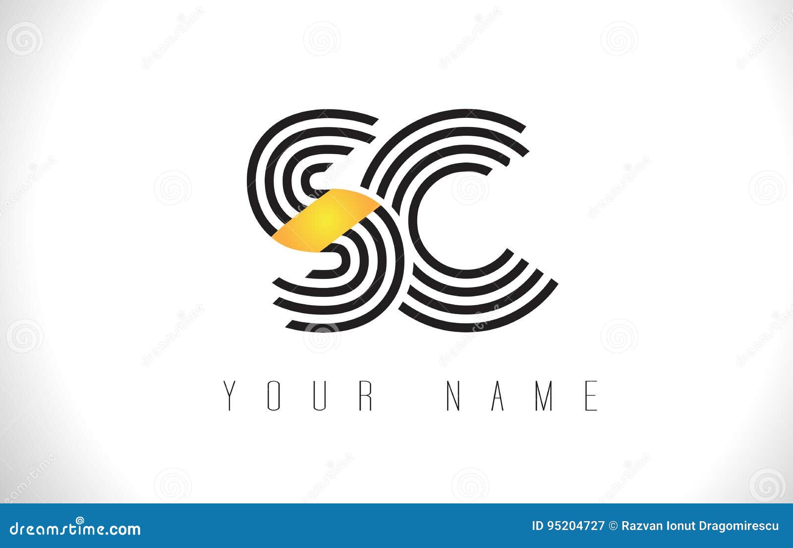 SC Black Lines Letter Logo. Creative Line Letters Vector Templat Stock ...