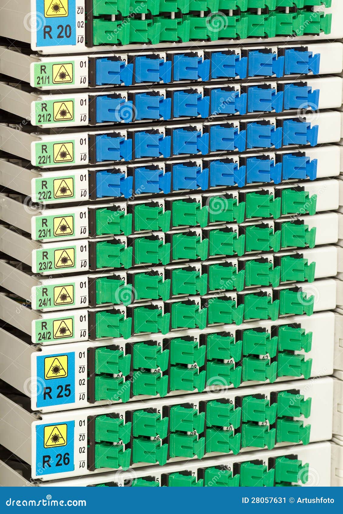 SC Connector Fiber Optic Rack Stock Image - Image of digital, laser ...