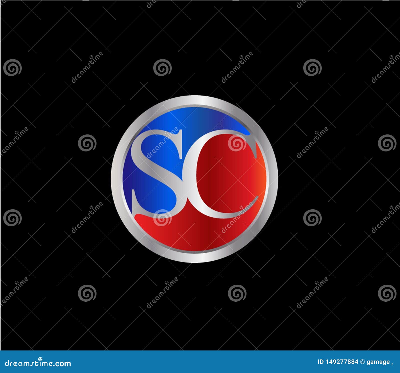 SC Initial Circle Shape Red Blue Silver Color Later Logo Design Stock ...