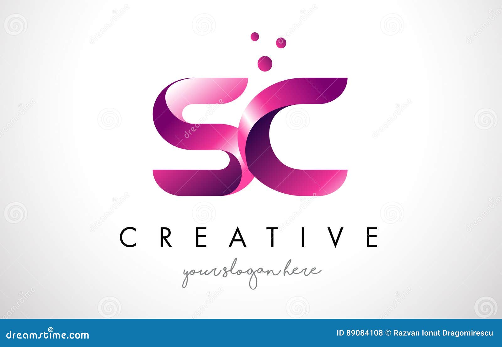 SC Letter Logo Design with Purple Colors and Dots Stock Vector ...