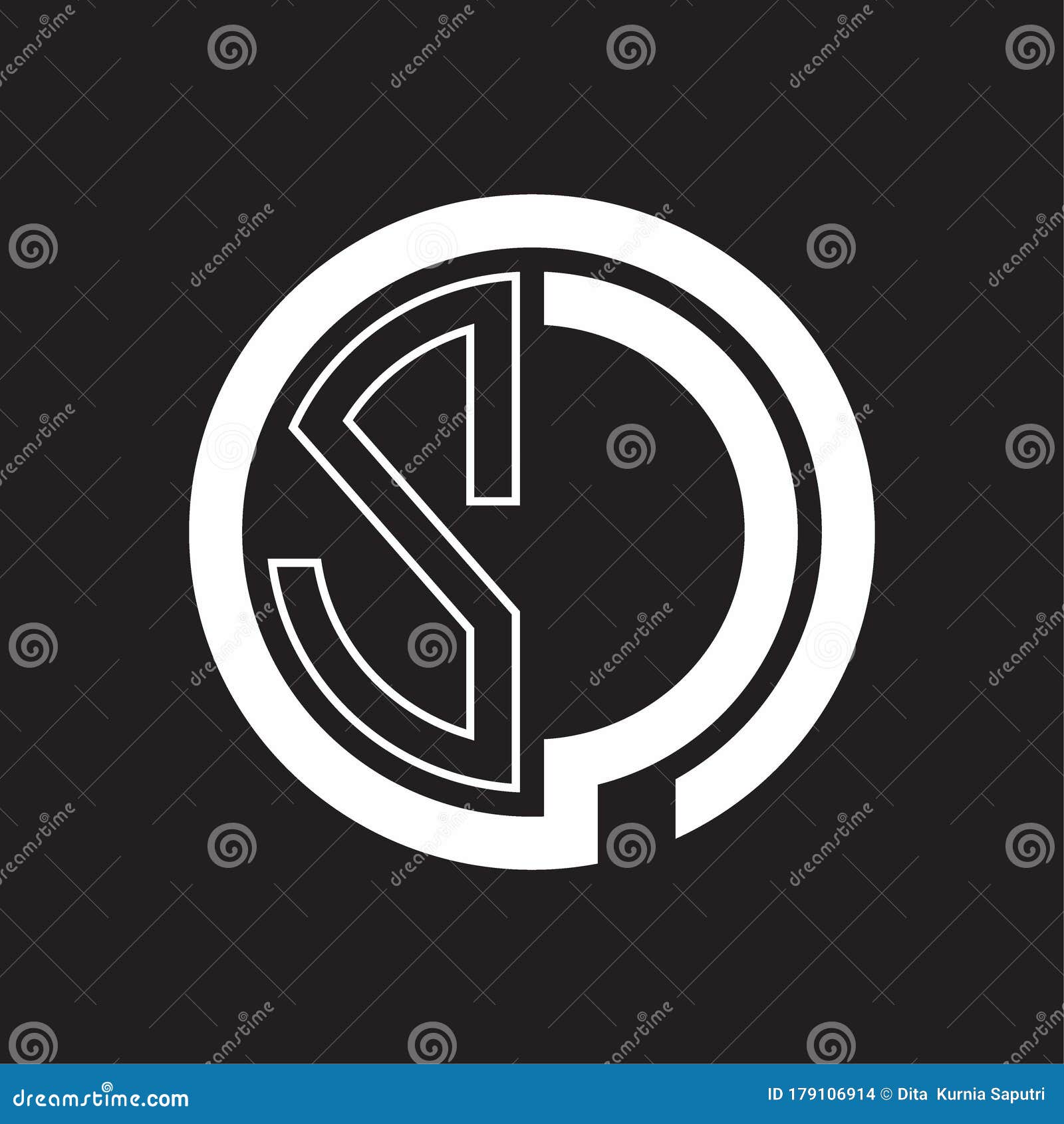 SC Logo with Circle Rounded Negative Space Design Template Stock Vector ...