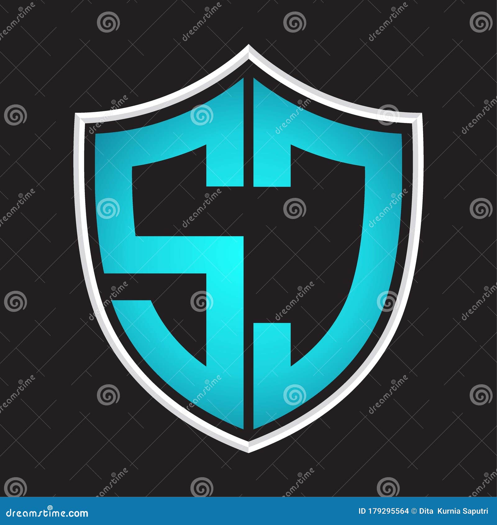 SC Logo Monogram with Shield Shape Isolated Blue Colors on Outline ...