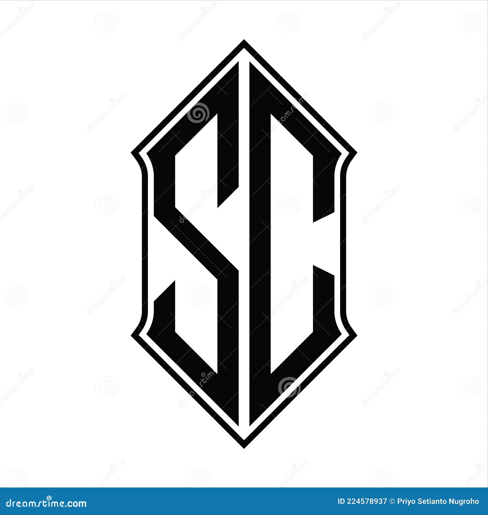 SC Logo Monogram with Shieldshape and Outline Design Template Vector ...