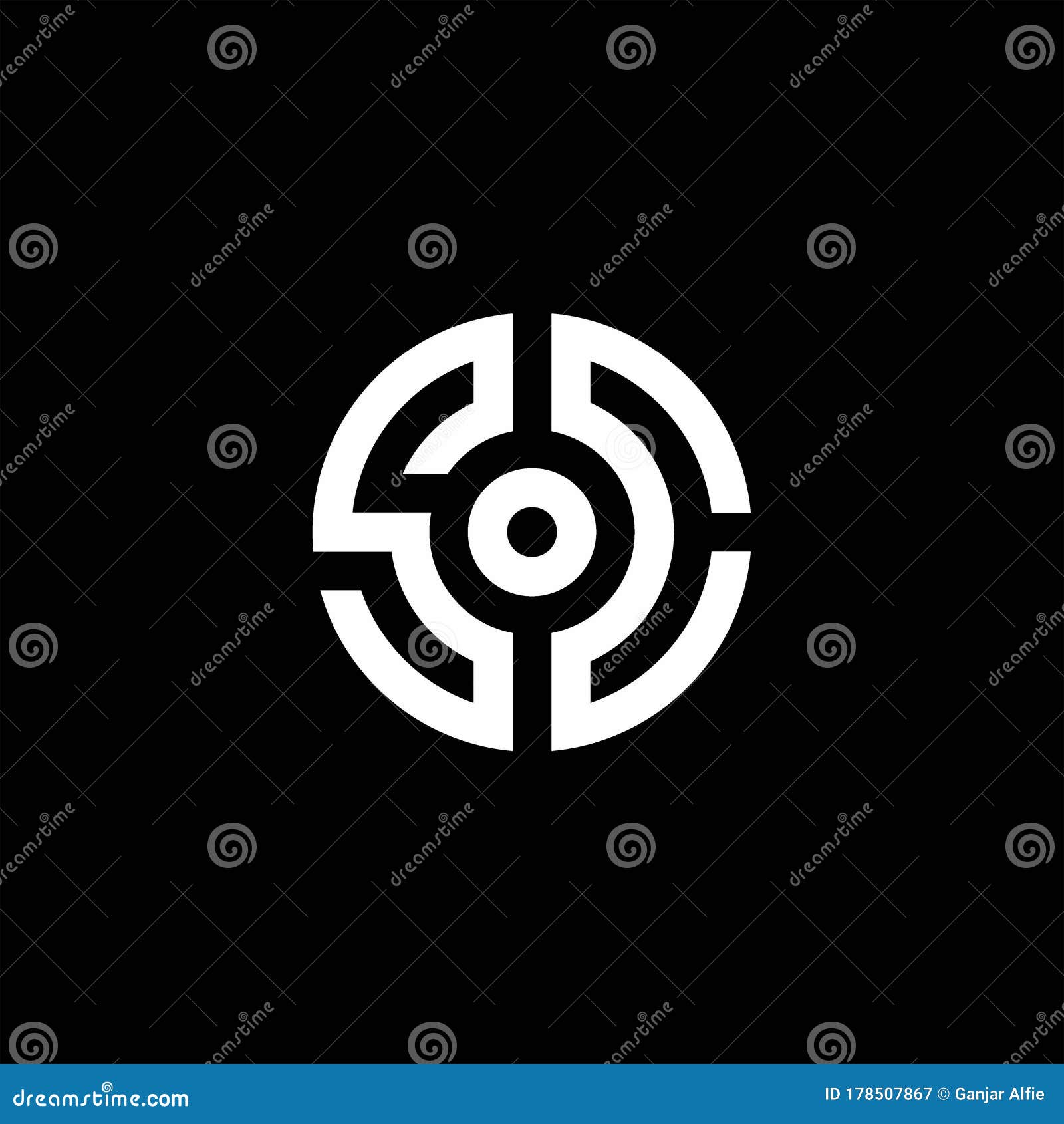 SC Monogram Logo with Abstract Circle Style and Dot in the Middle Stock ...