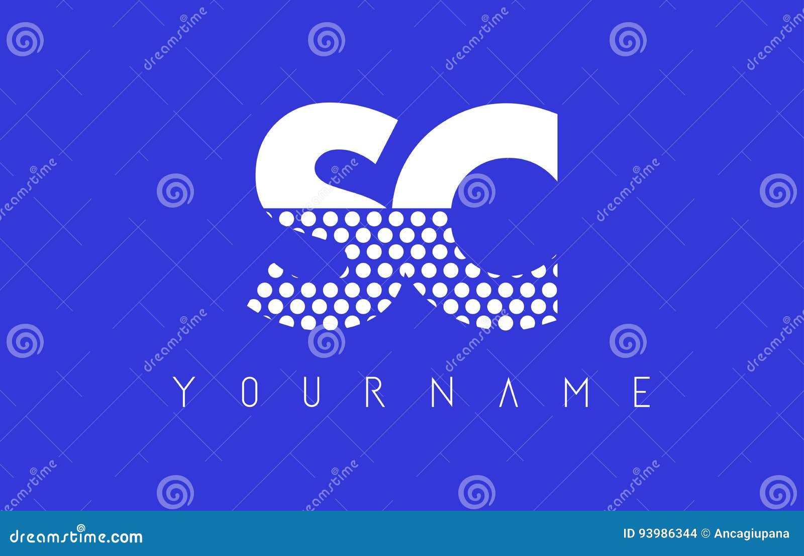 SC S C Dotted Letter Logo Design with Blue Background. Stock Vector ...