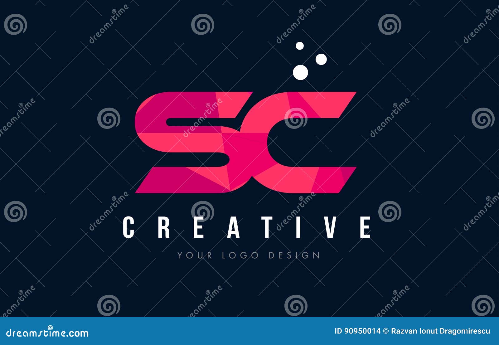SC S C Letter Logo with Purple Low Poly Pink Triangles Concept Stock ...