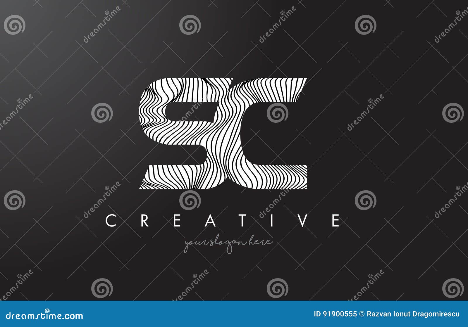 SC S C Letter Logo With Zebra Lines Texture Design Vector ...