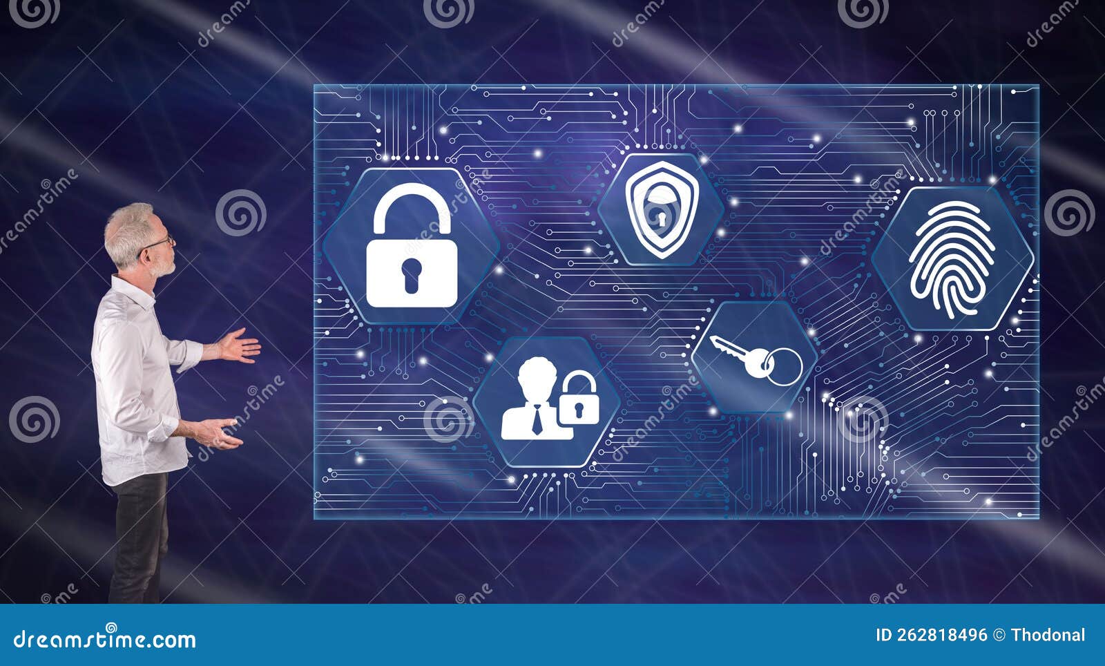 A Sca Concept Explained by a Businessman on a Wall Screen Stock Photo ...