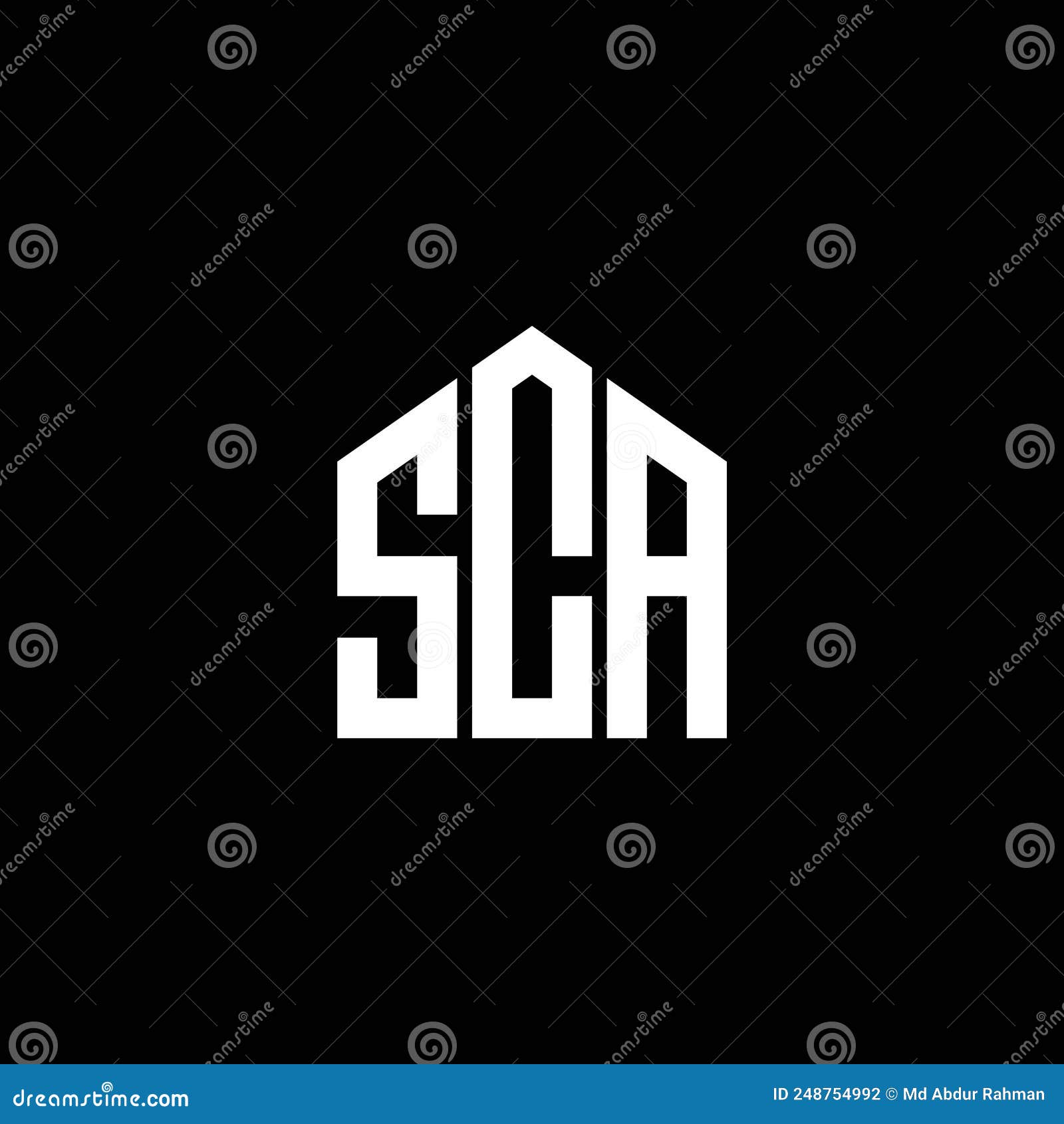 SCA Letter Logo Design on BLACK Background. SCA Creative Initials ...