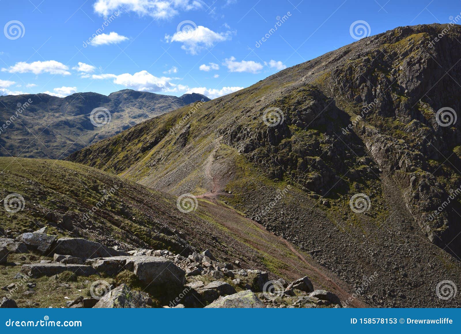 The Steep Track Up the Slope of Great Gable Stock Image - Image of ...