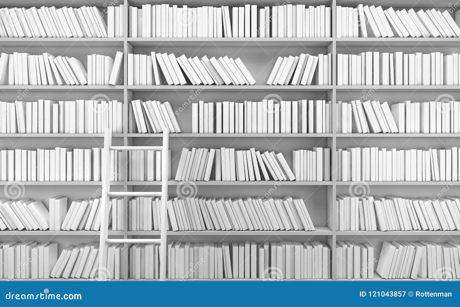 Scaffale Per Libri Bianco Con I Libri Rappresentazione 3d Illustrazione ...