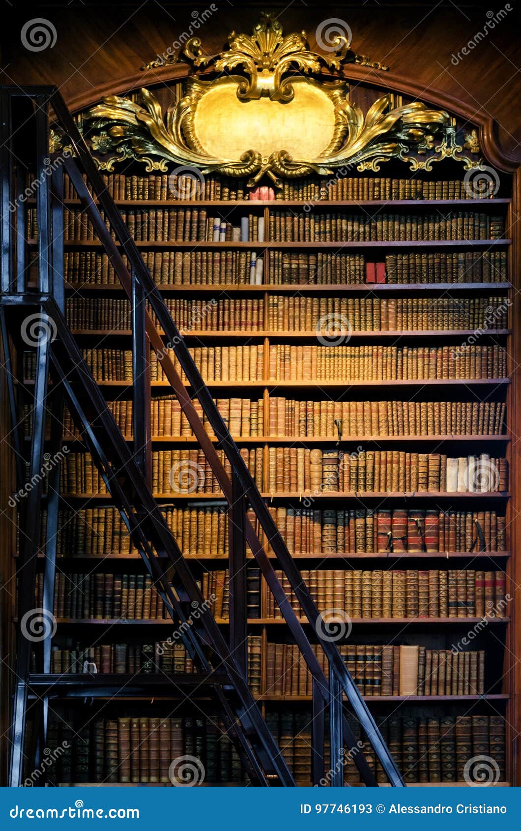 Scaffale Per Libri Di Legno Antico Immagine Stock - Immagine di museo ...