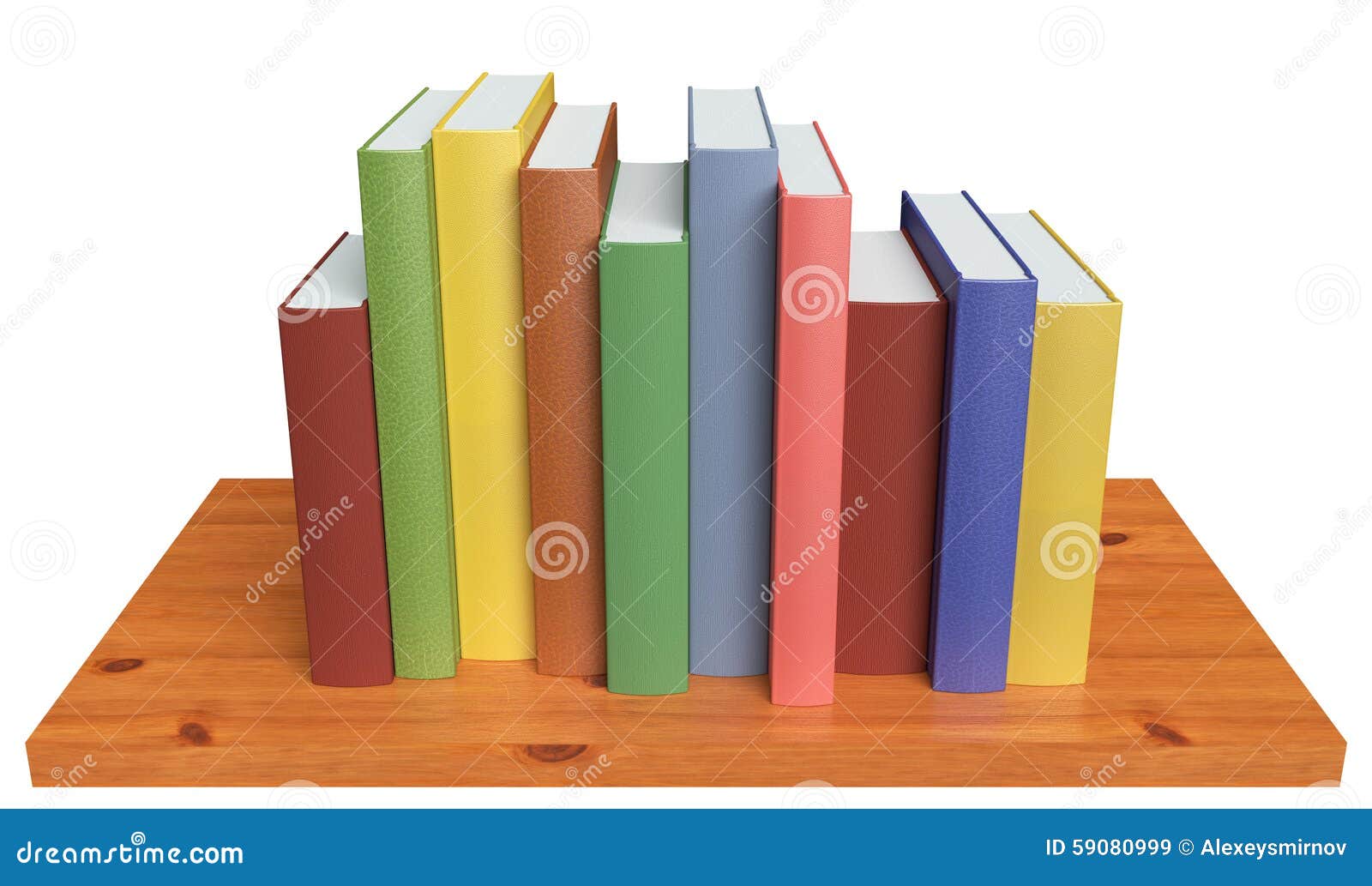 Scaffale Per Libri Di Legno Con I Libri Colorati Illustrazione di Stock ...