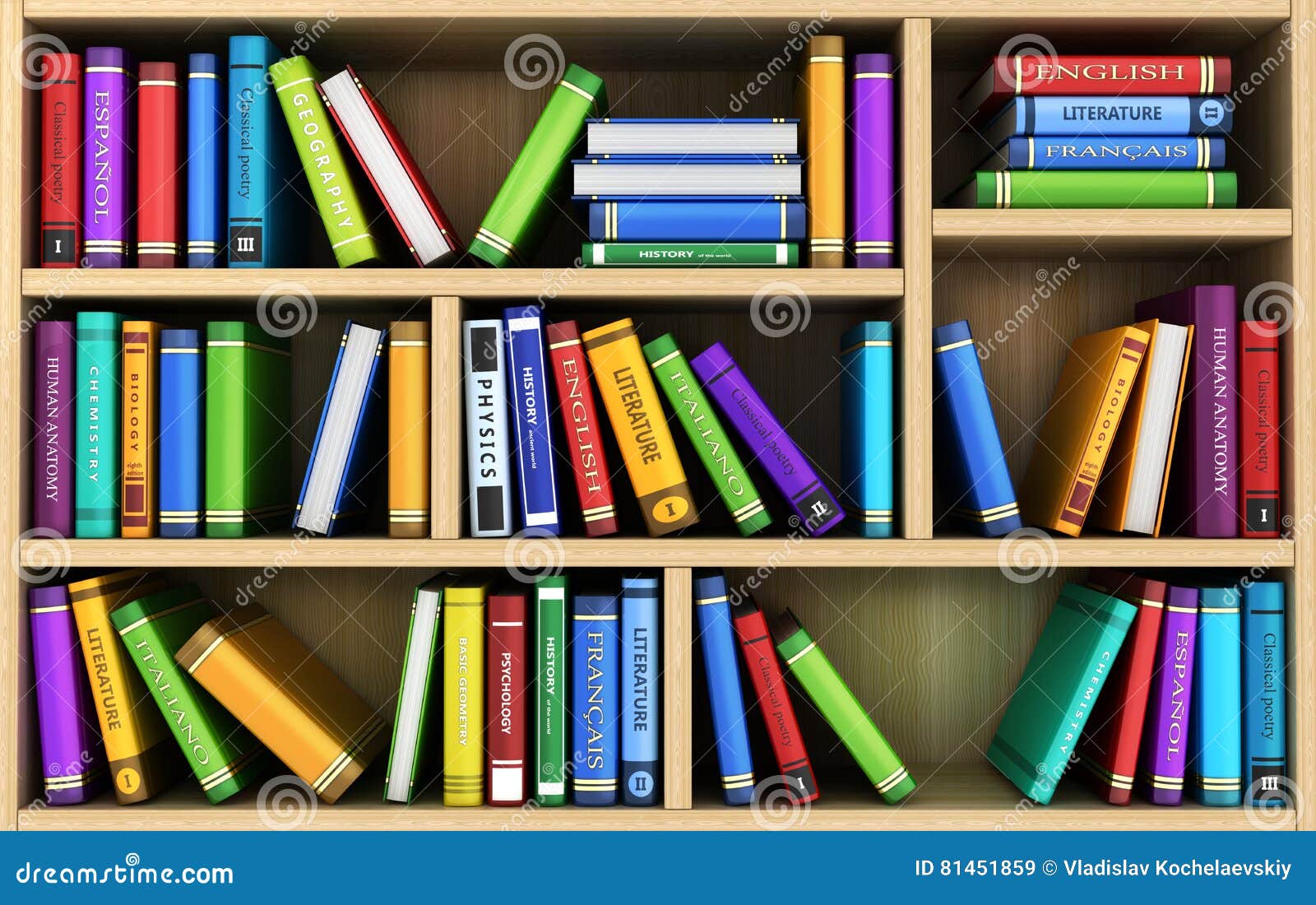 Scaffale Per Libri E Molti Libri Illustrazione di Stock - Illustrazione ...