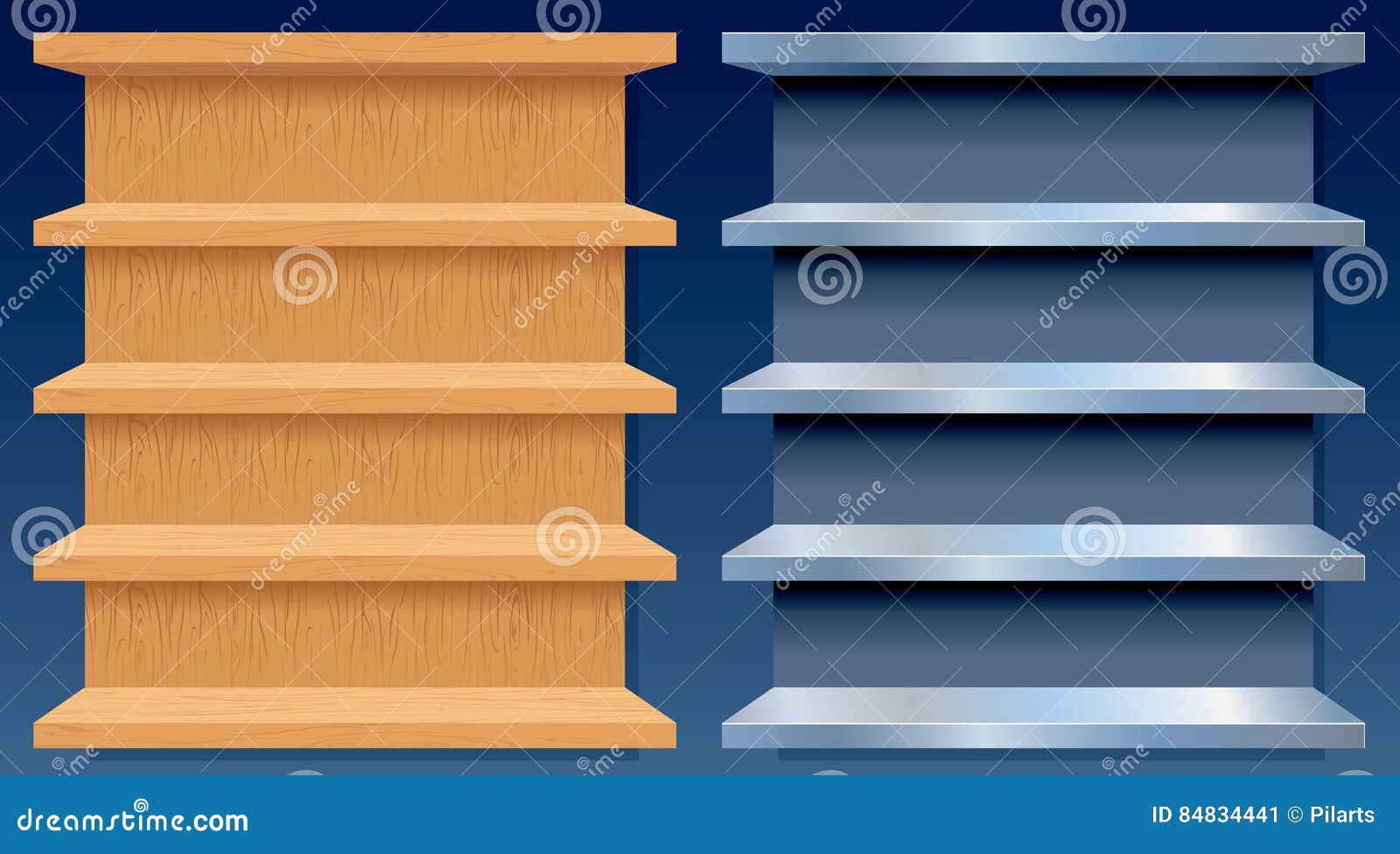 Scaffali Vuoti Di Legno E Del Metallo Illustrazione Vettoriale ...