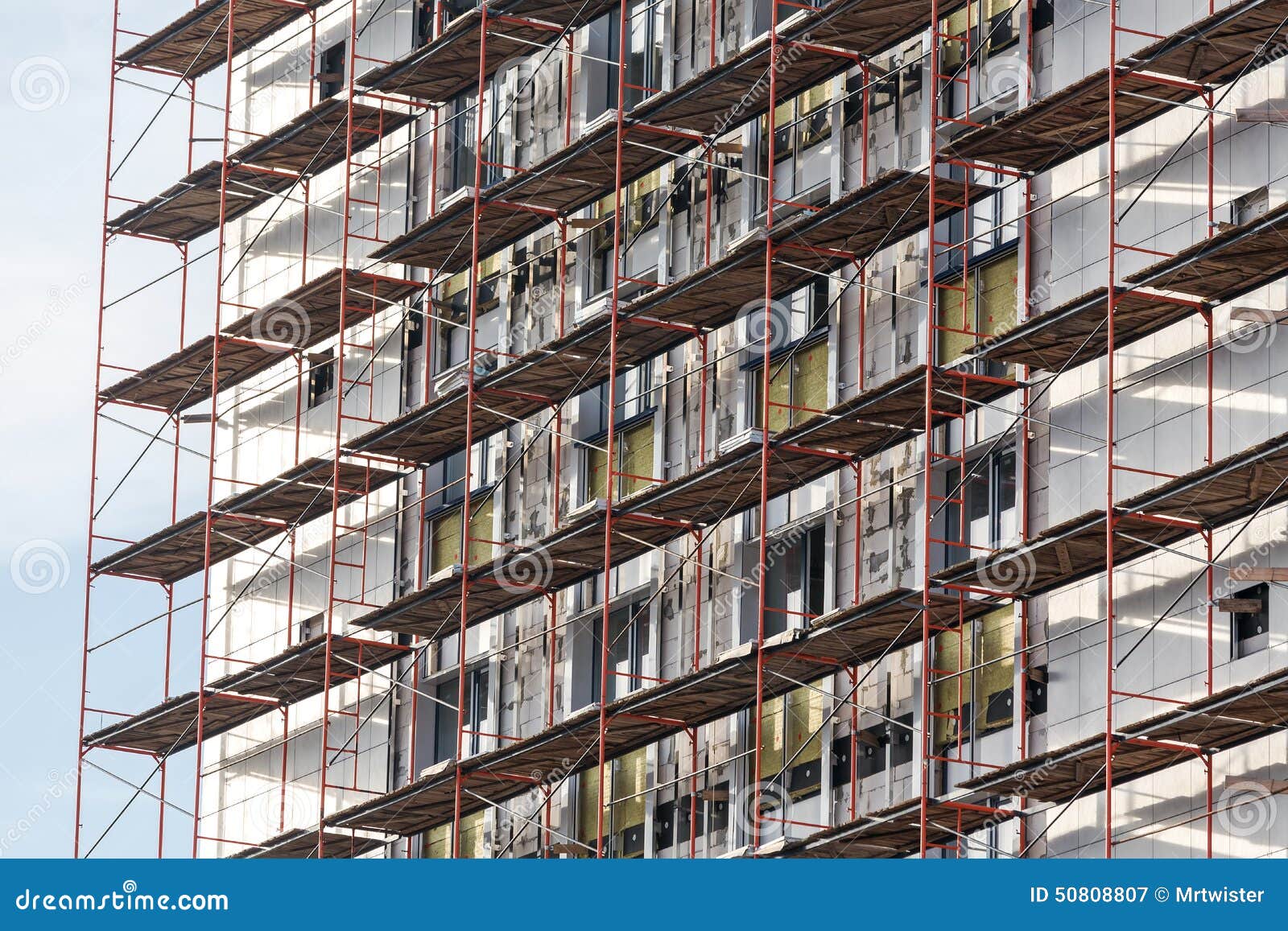 Scaffold on Construction Site Stock Image - Image of building, frame ...