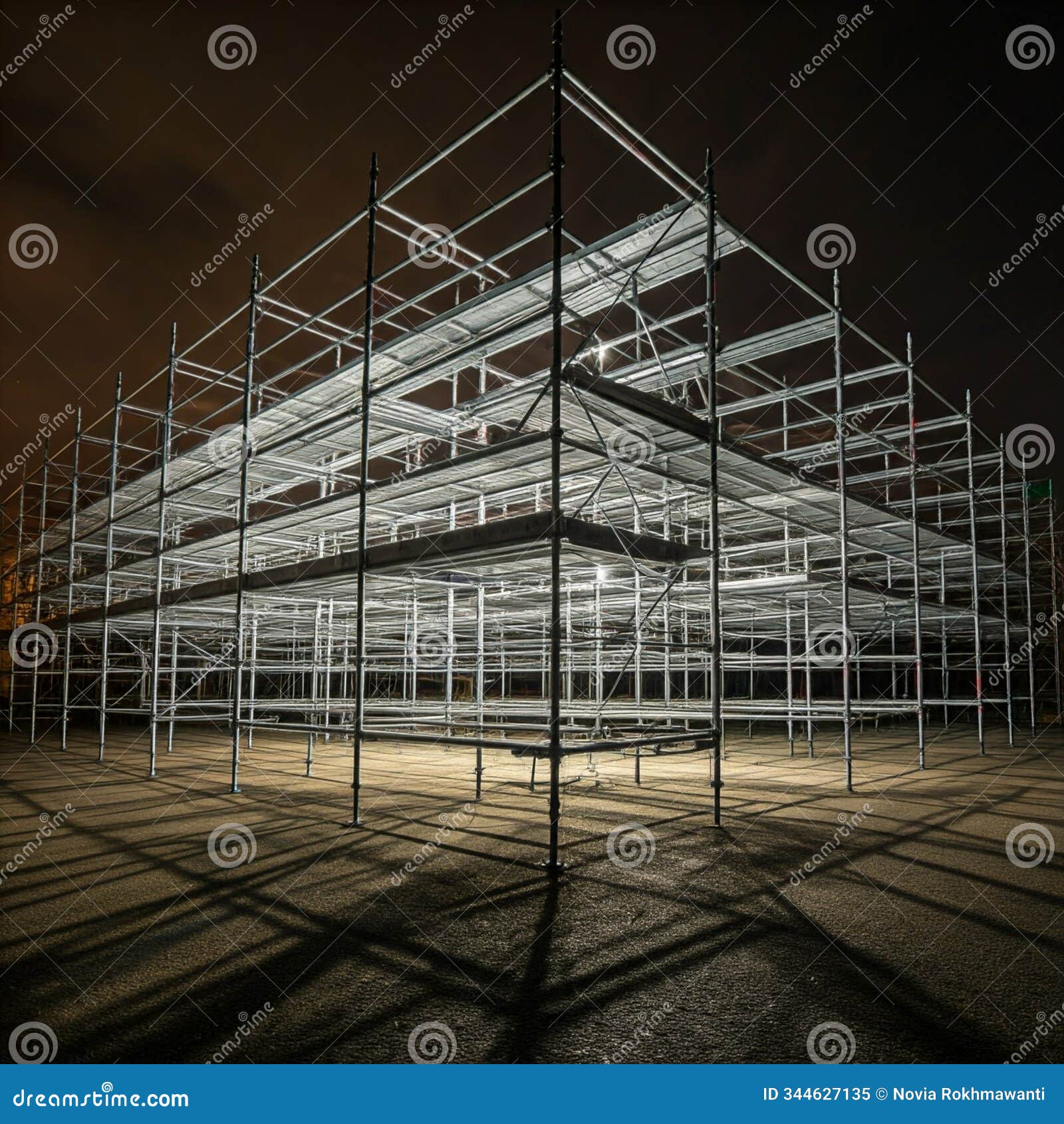 Nighttime Illumination of a Scaffold Structure Stock Illustration ...