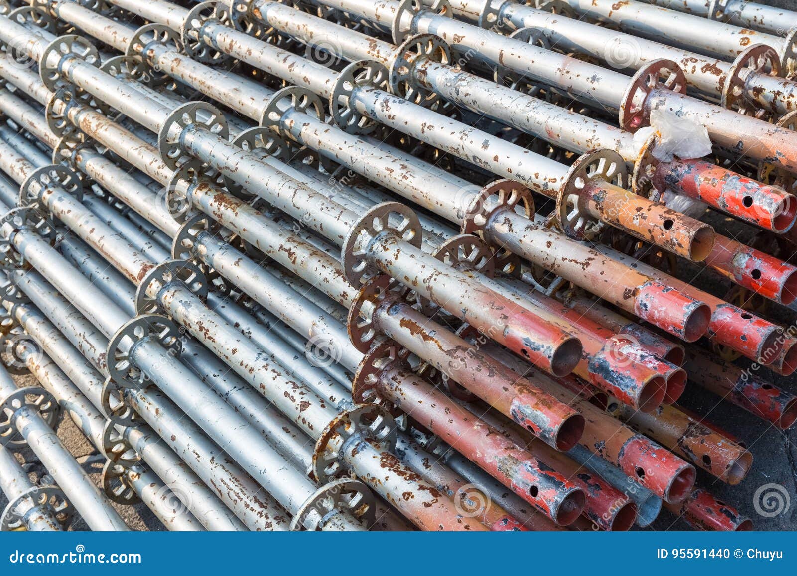 Scaffold pipe closeup stock photo. Image of build, steel - 95591440