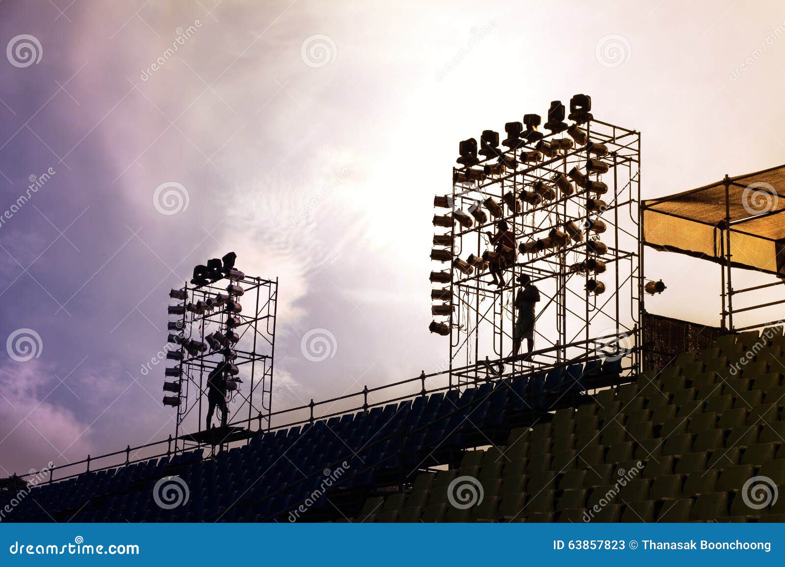 Scaffold Setup for a Stage for an Outdoor Concert. Stock Image - Image ...