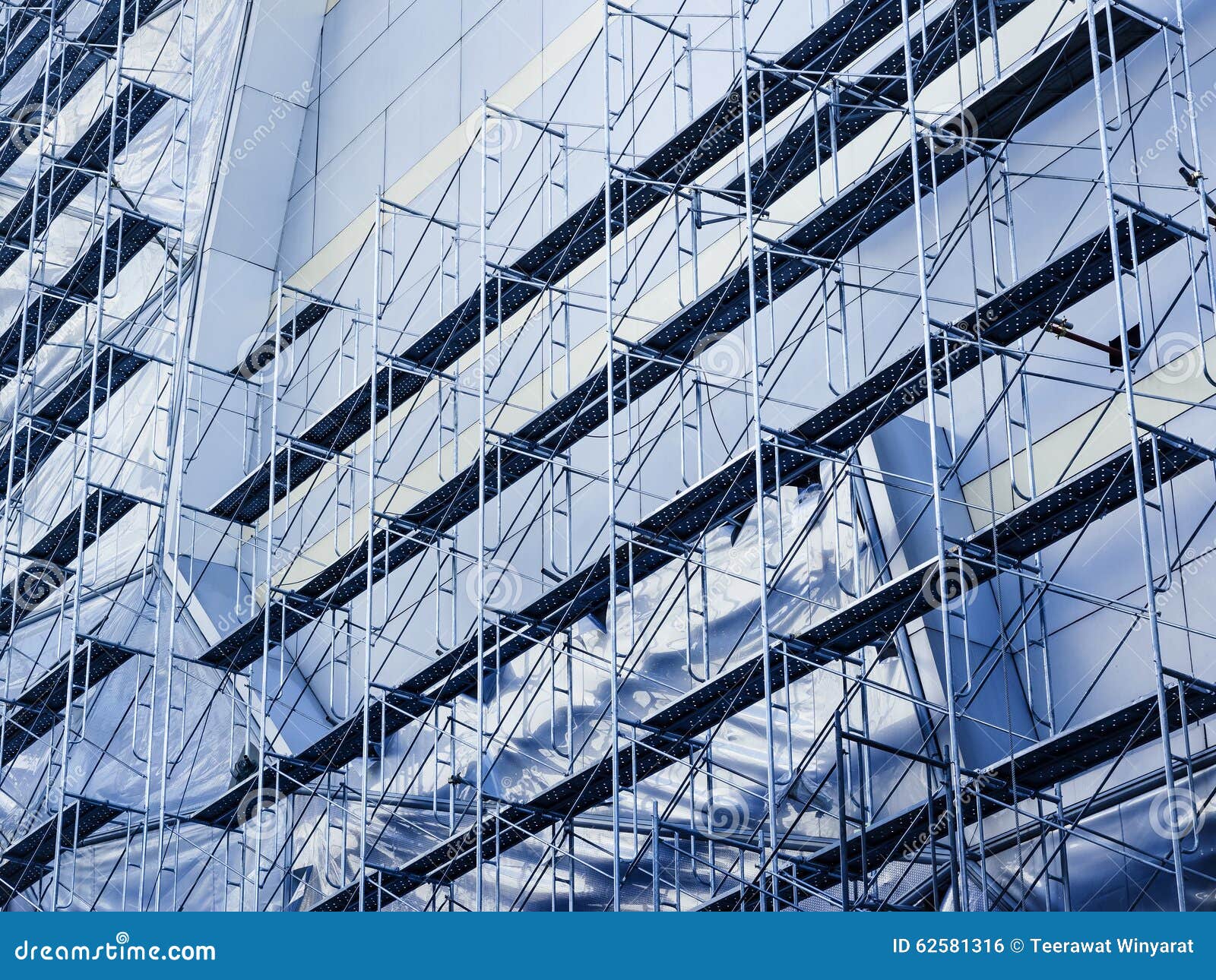 Scaffold And Steel Frame On Concrete Structure Stock Photo ...