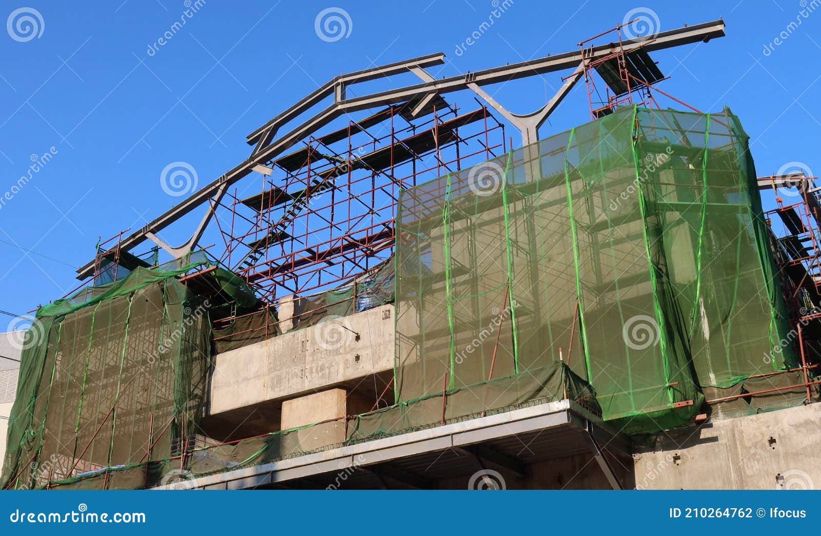 Scaffold and Steel Frame on Concrete Structure Stock Photo - Image of ...