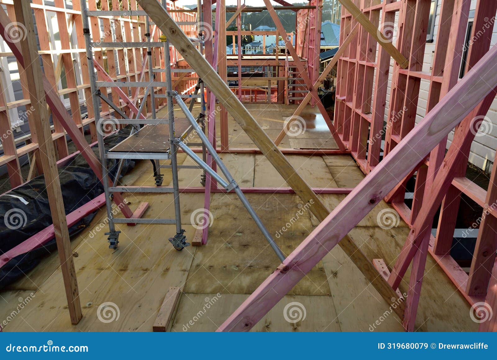 Scaffold and Structural Timbers of a New Home Stock Image - Image of ...