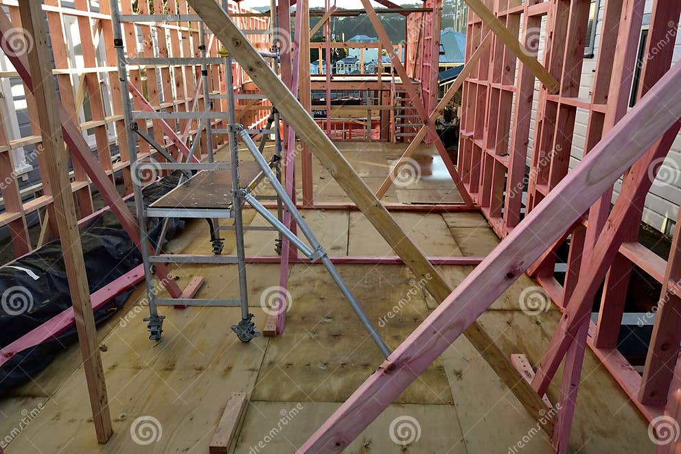 Scaffold and Structural Timbers of a New Home Stock Image - Image of ...