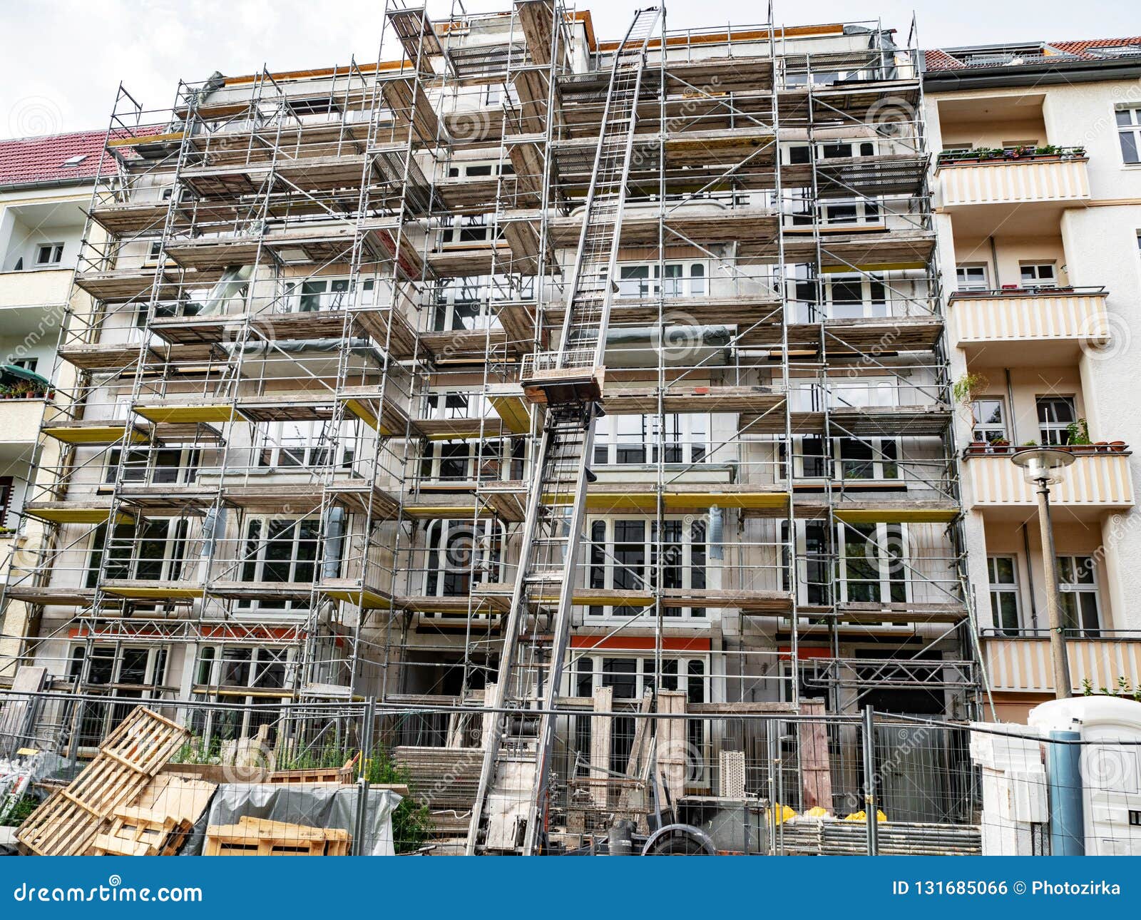 Scaffold Surrounding New Building Completion Construction Stock Photo ...