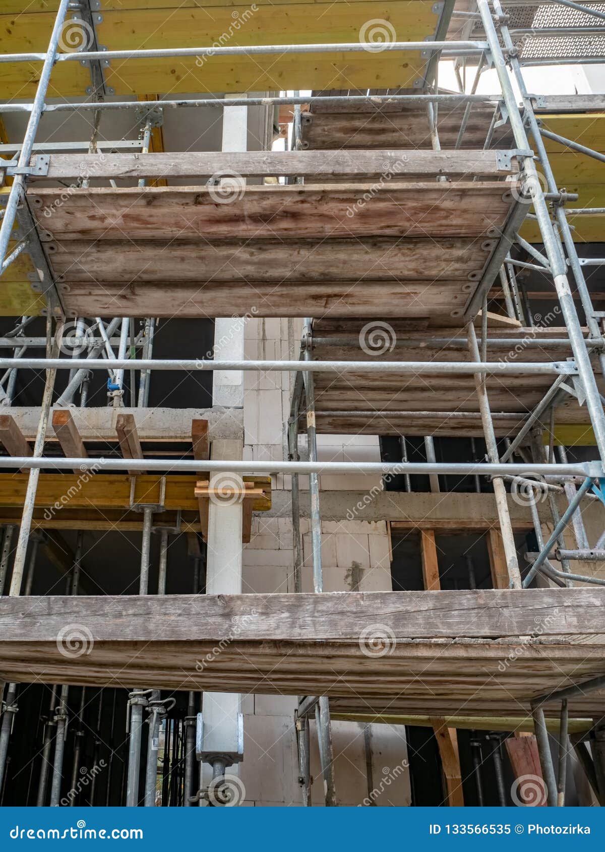 Scaffold Surrounding New Building Stock Image - Image of finishing ...