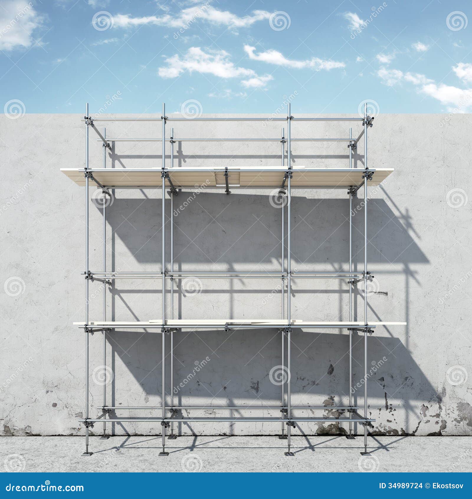 Scaffold on Wall in Front of Sky Stock Illustration - Illustration of ...