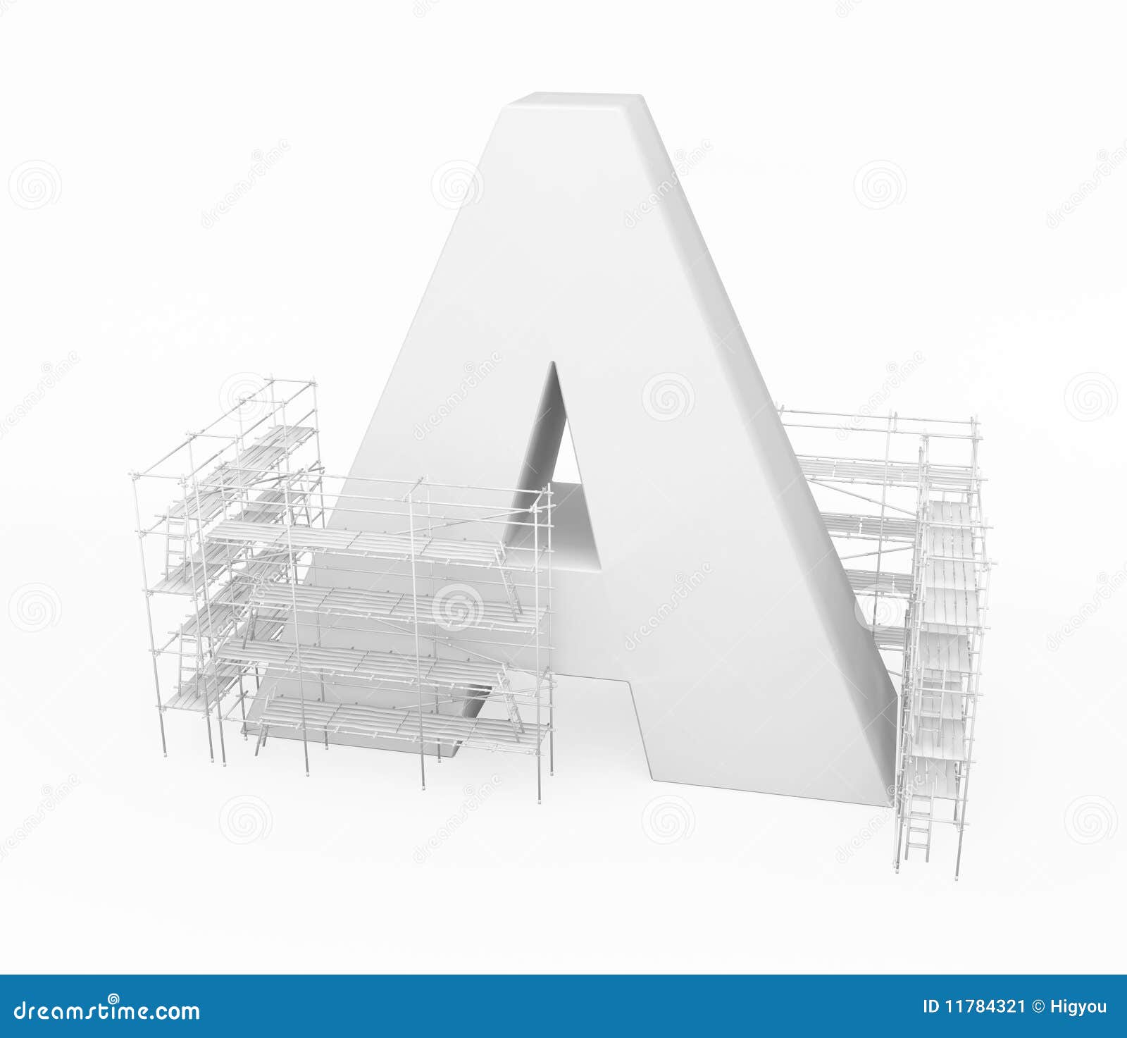 Scaffolded Letter, White stock illustration. Illustration of rise ...
