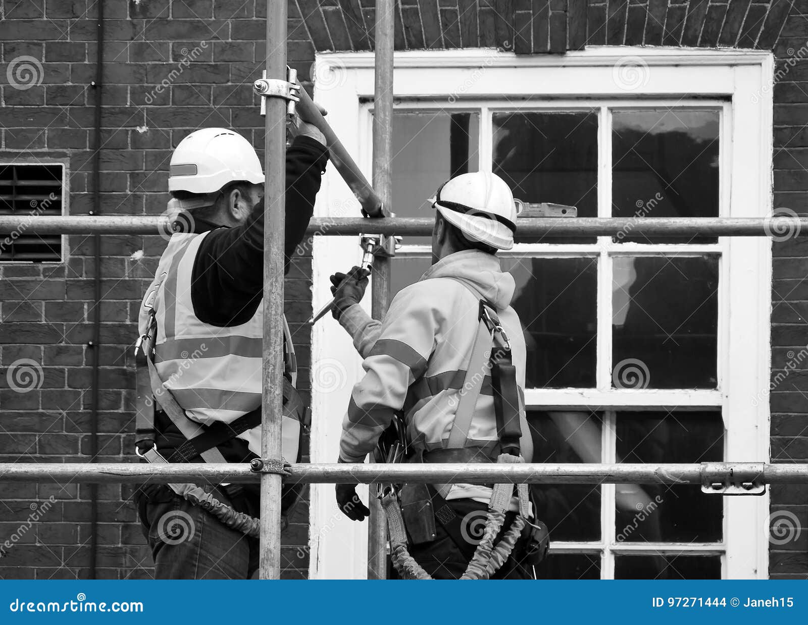 Scaffolders in city center editorial stock image. Image of outdoor ...