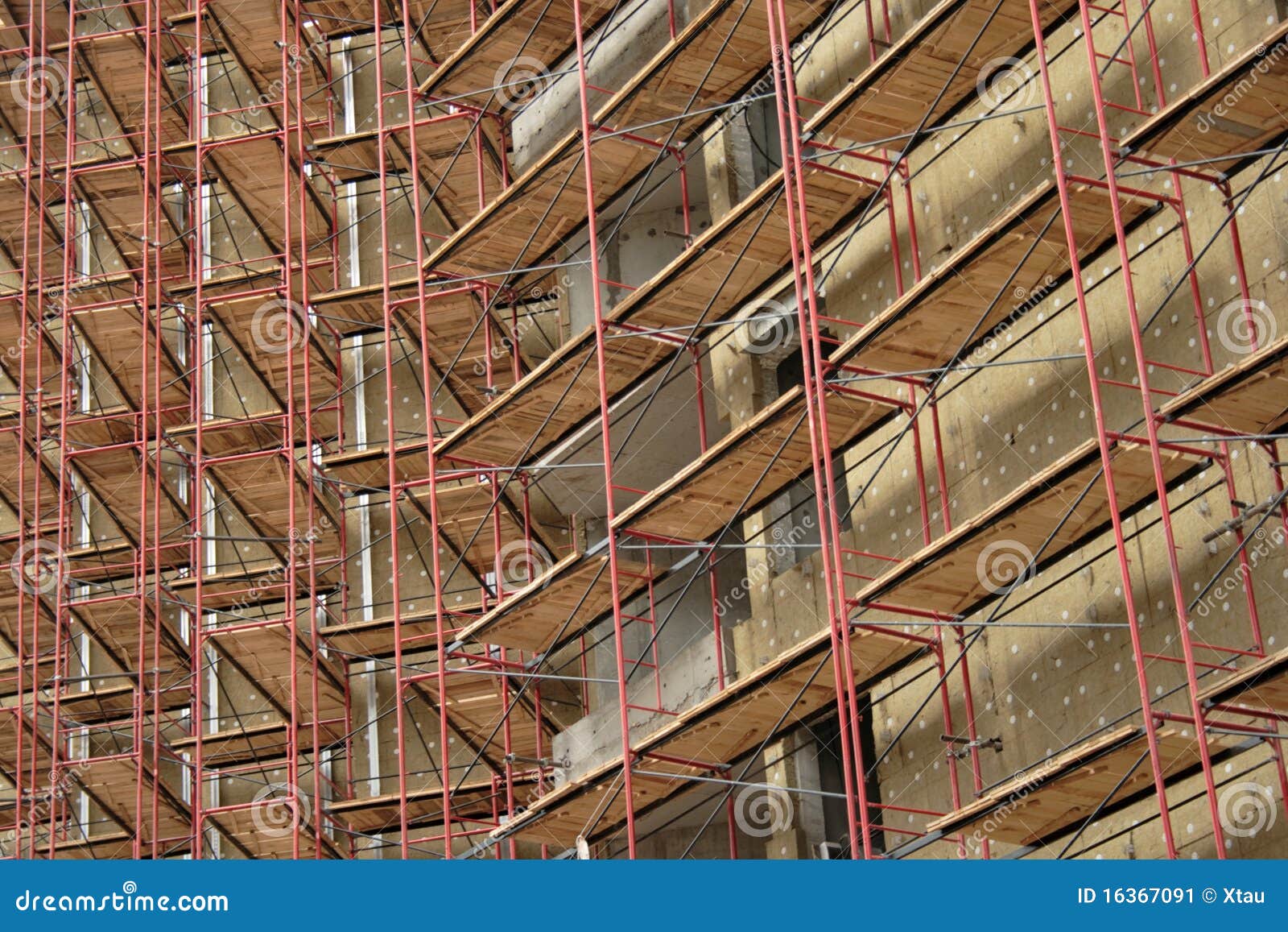 Scaffolding on Apartment Building Stock Image - Image of build, covered ...