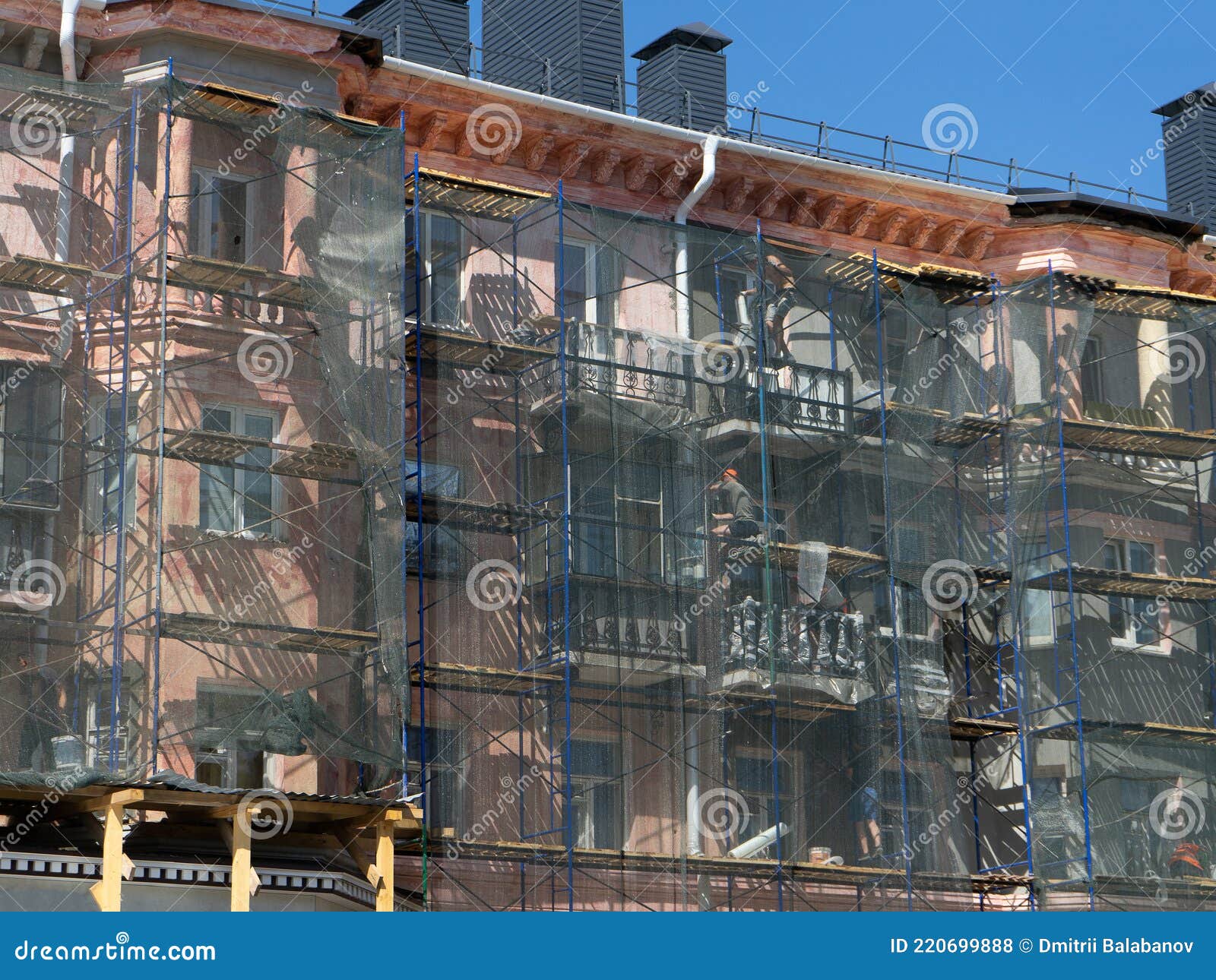 Scaffolding Around a Building, Renovating Facade Building. Stock Photo ...