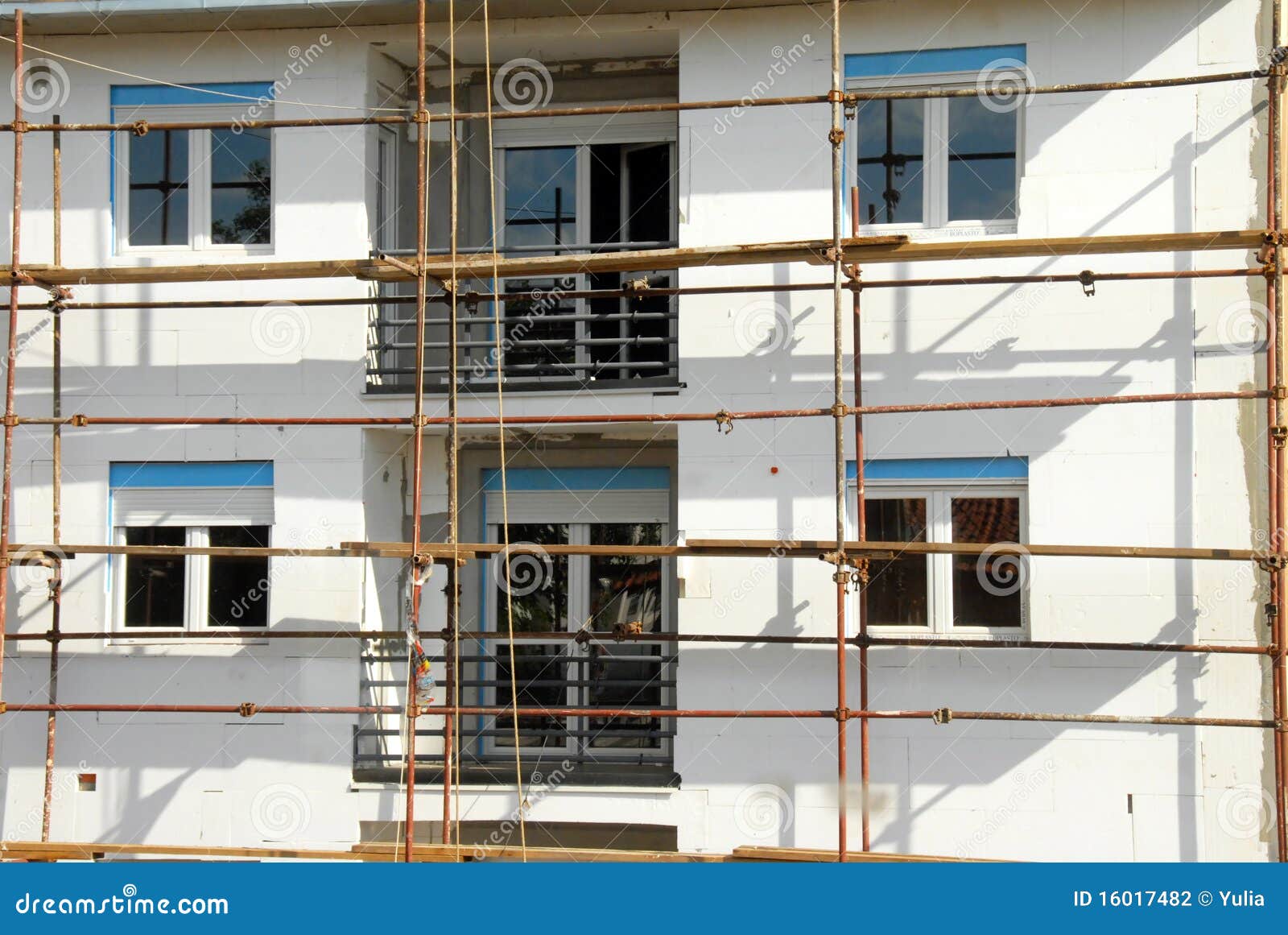 Scaffolding on Building Wall Stock Photo - Image of scaffolding ...
