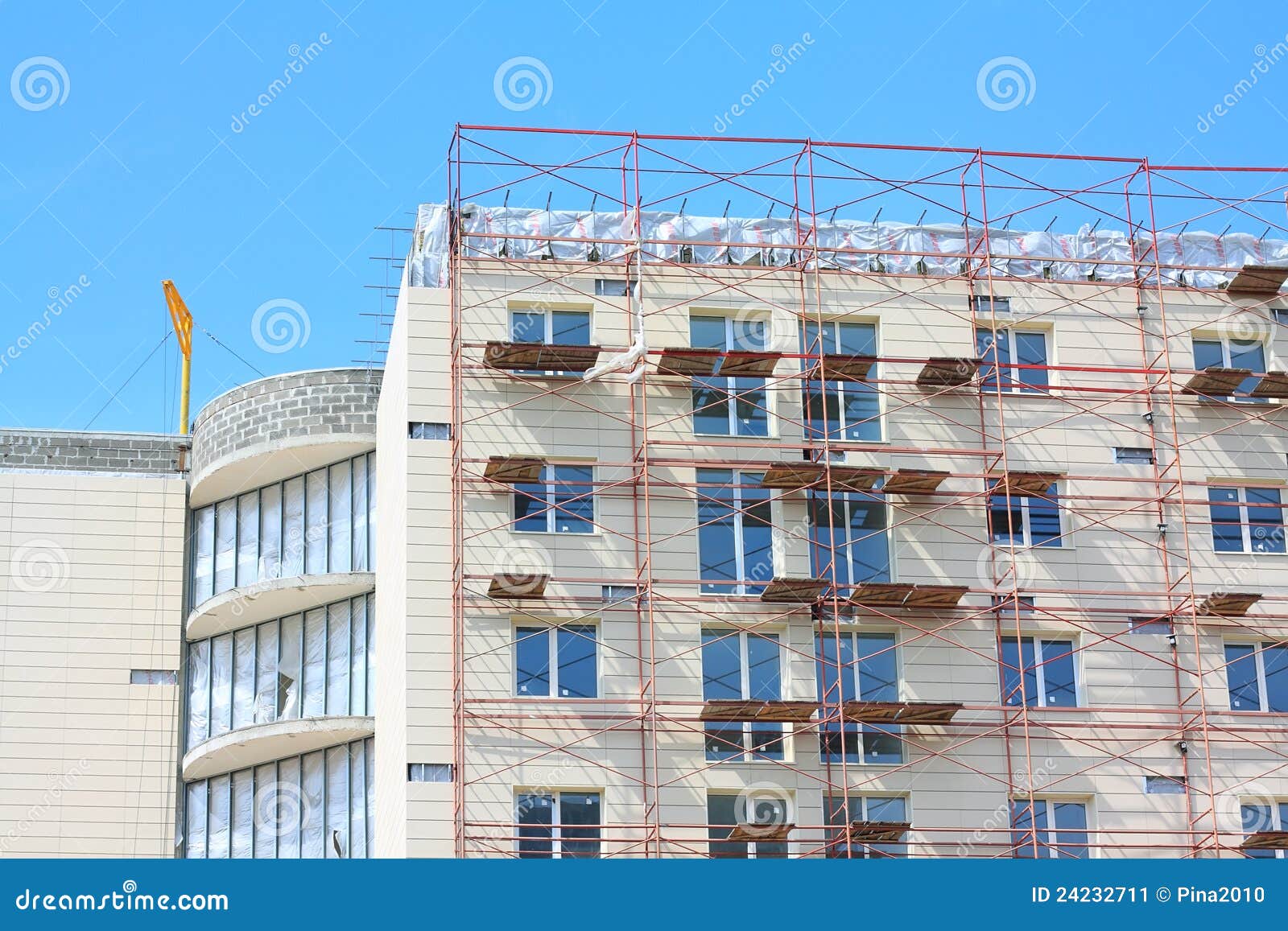 Scaffolding on a Building Wall. Stock Image - Image of paint ...