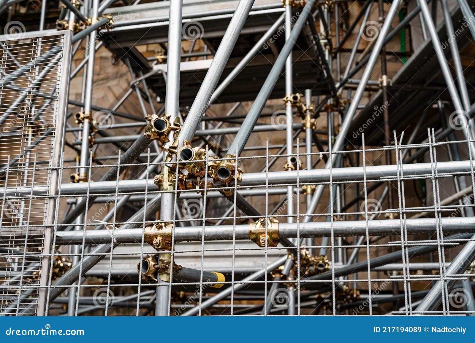 Scaffolding Close-up on the Background of the Building. Front View ...