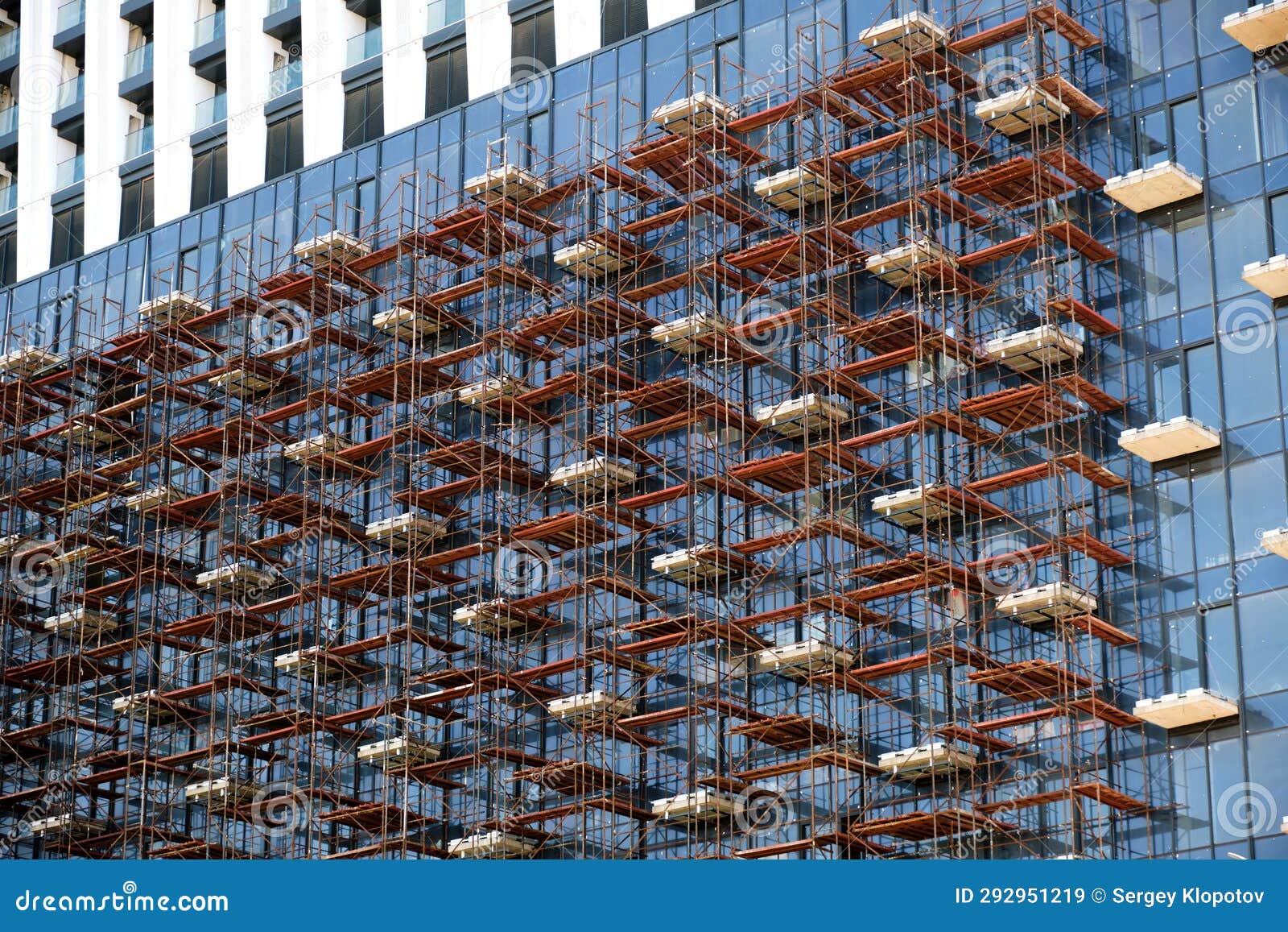 Scaffolding during the Construction of Decorative Balconies Stock Image ...