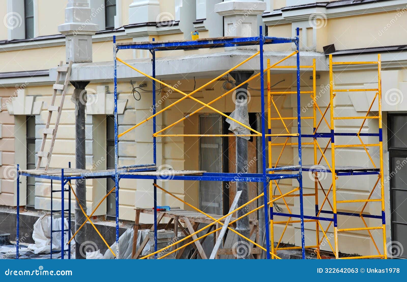 Scaffolding on Construction Site Stock Image - Image of rigger, frontal ...