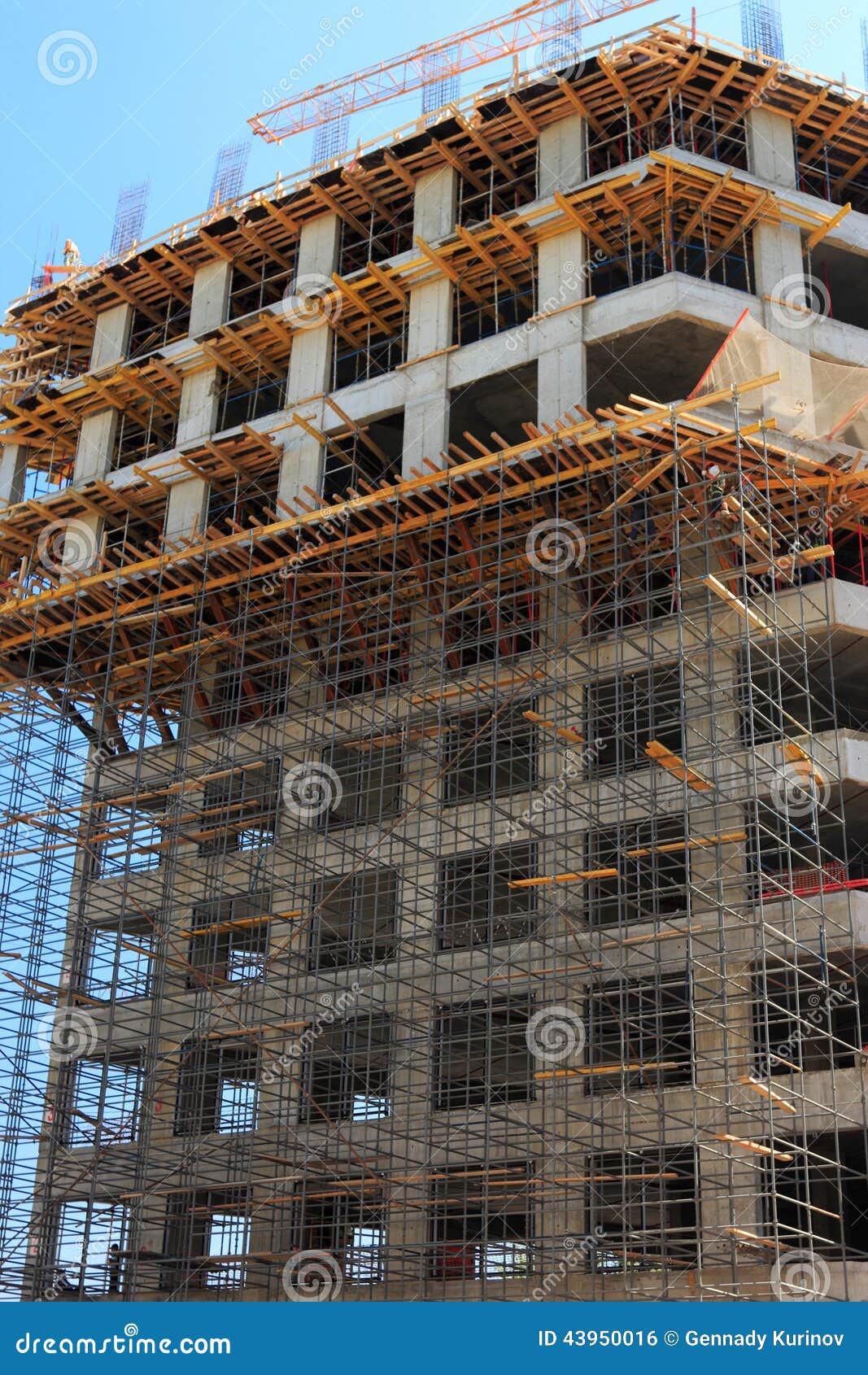 Scaffolding on Construction Site Stock Photo - Image of worker, steel ...