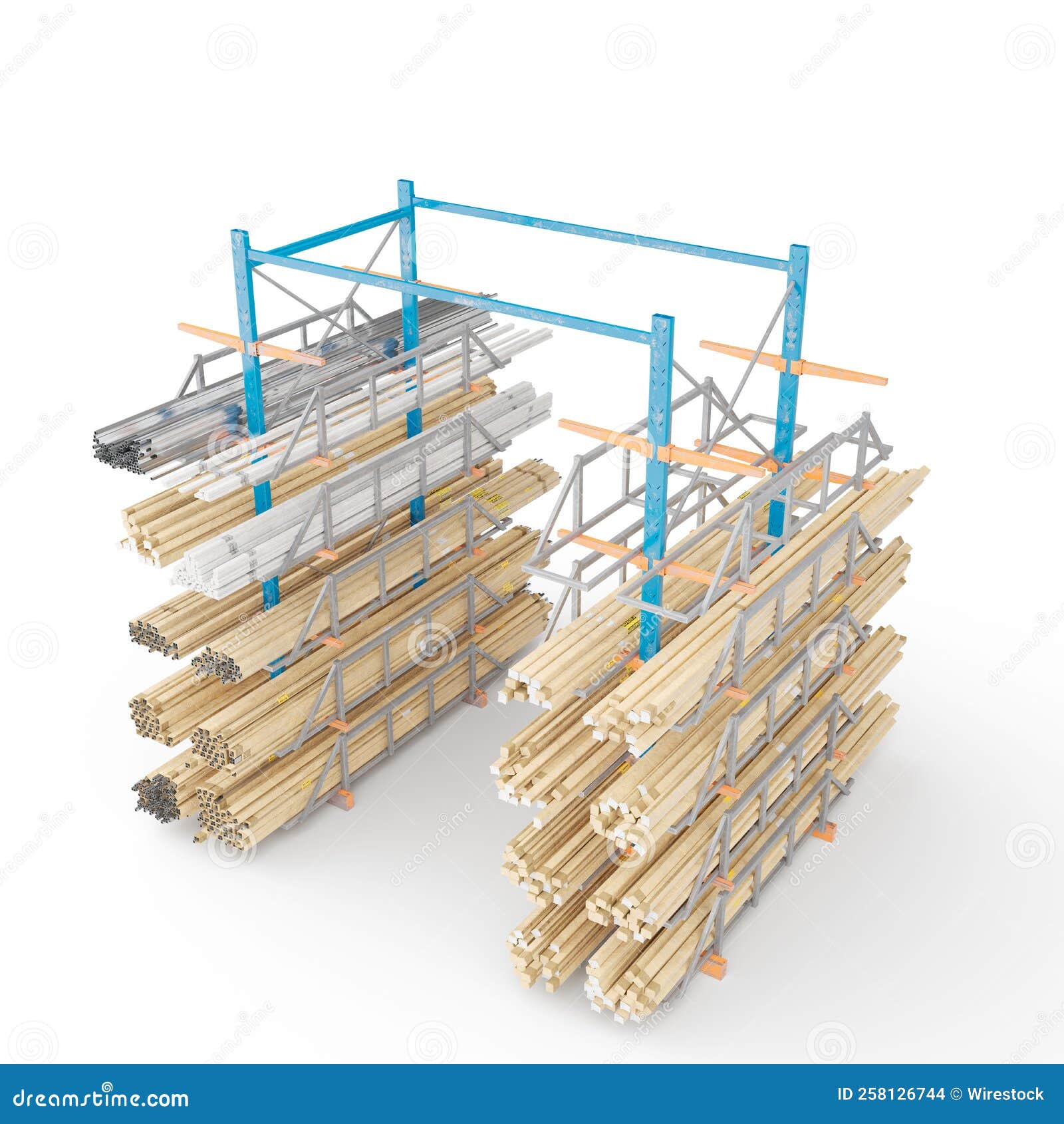 Scaffolding Construction Square Structure 3D Illustration on the White ...